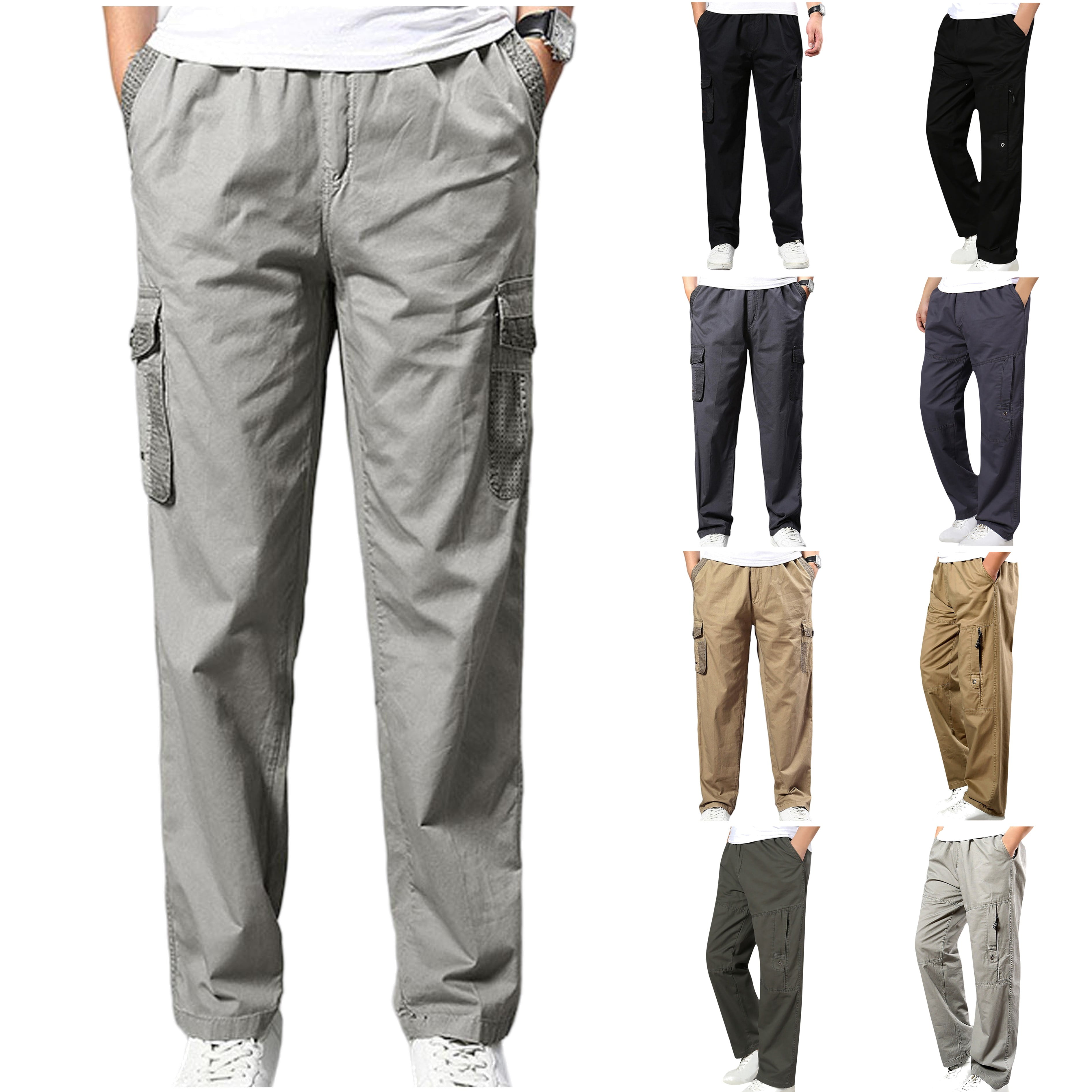 DDAPJ pyju Mens Casual Straight Leg Pants 2024 Fashion, Elastic Waist ...