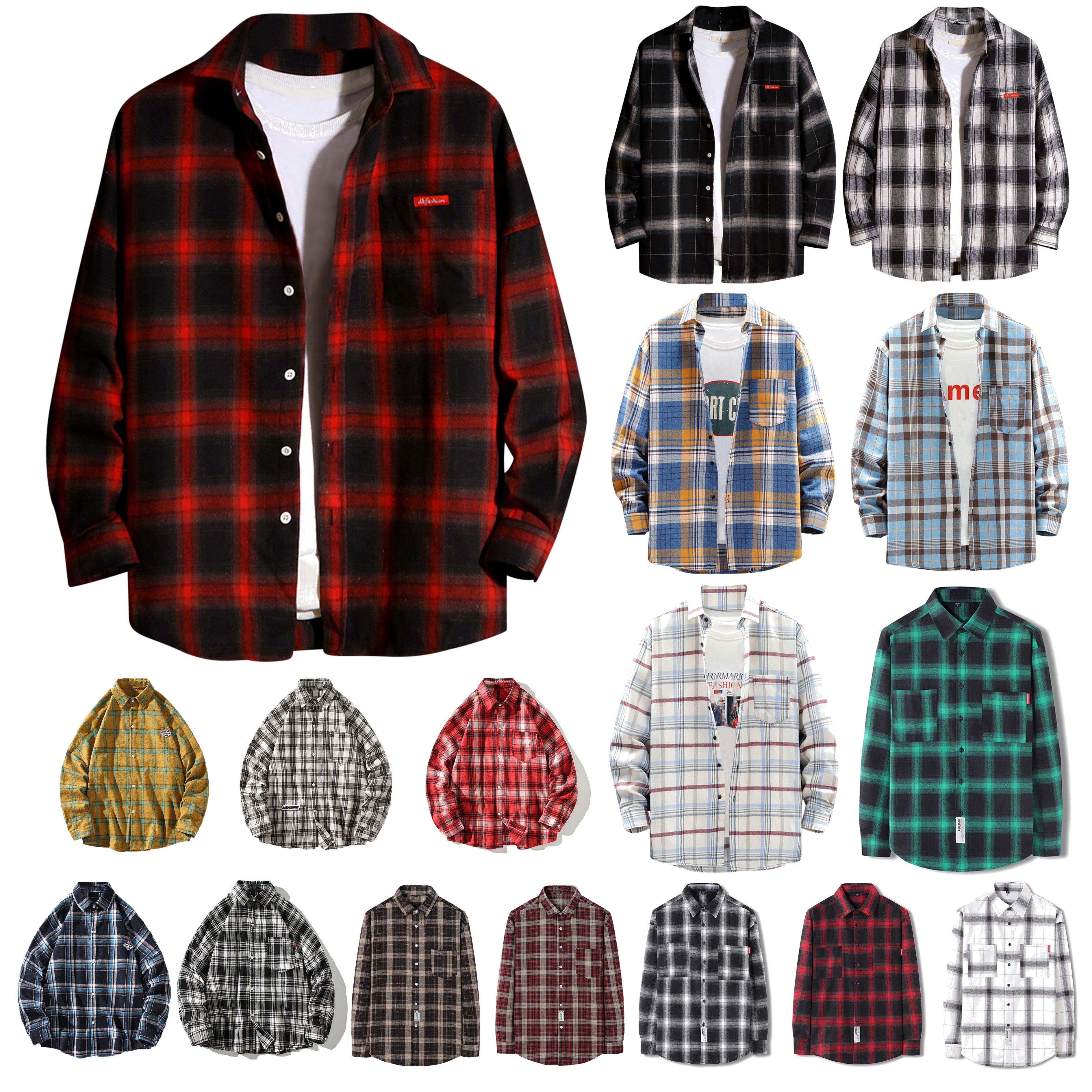 DDAPJ pyju Mens Flannel Shirt Jacket Clearance Sale Button Down Plaid ...