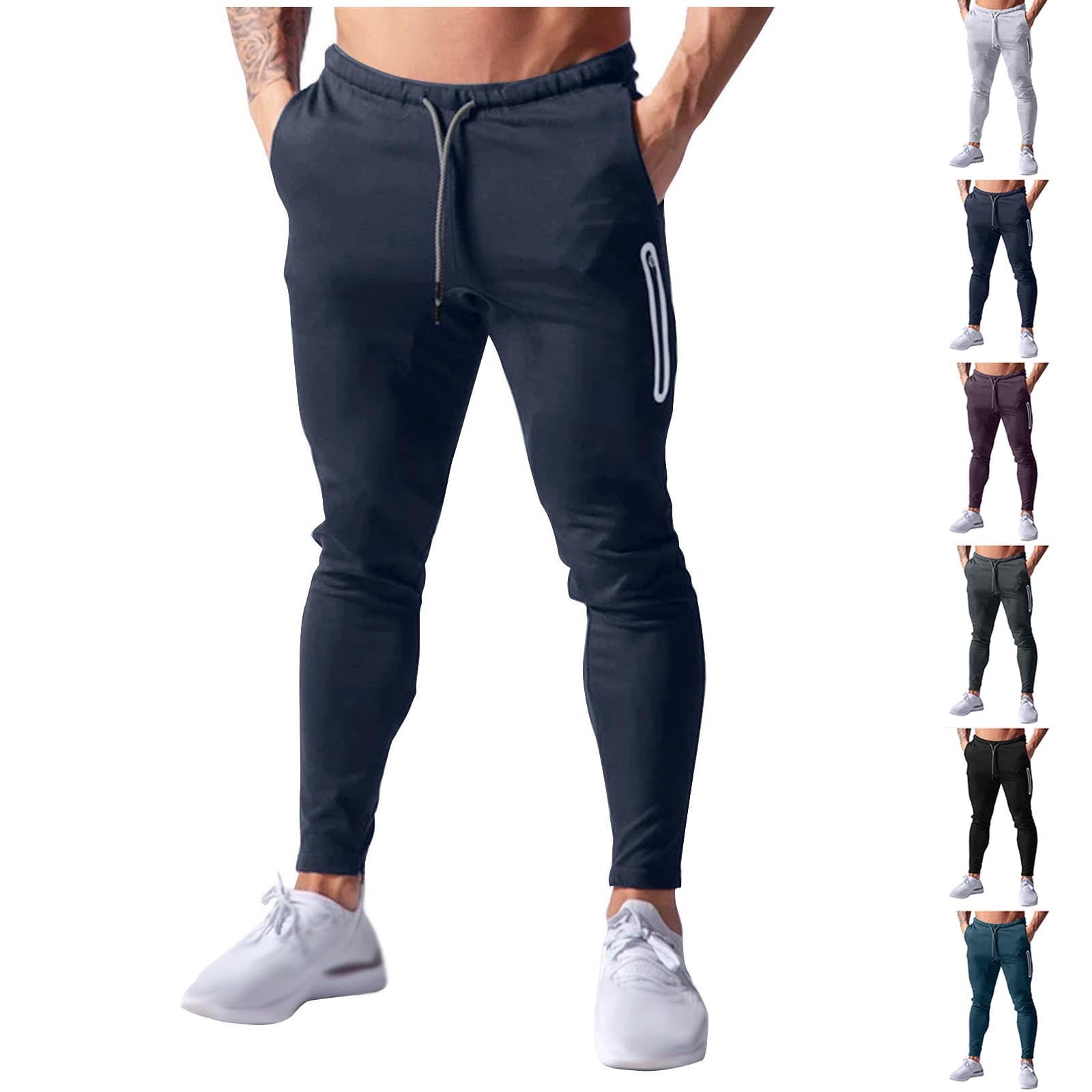 DDAPJ pyju Mens Gym Workout Pants Elastic Waist Drawstring Jogger ...