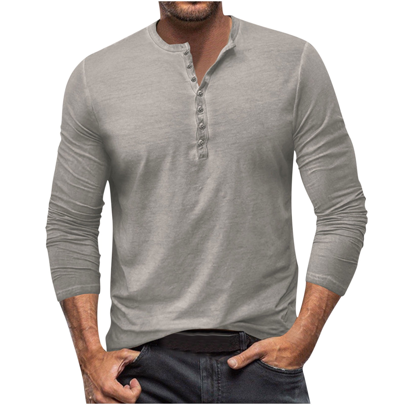 DDAPJ pyju Mens Long Sleeve Henley Shirt 2025,Regular Fit Lightweight ...