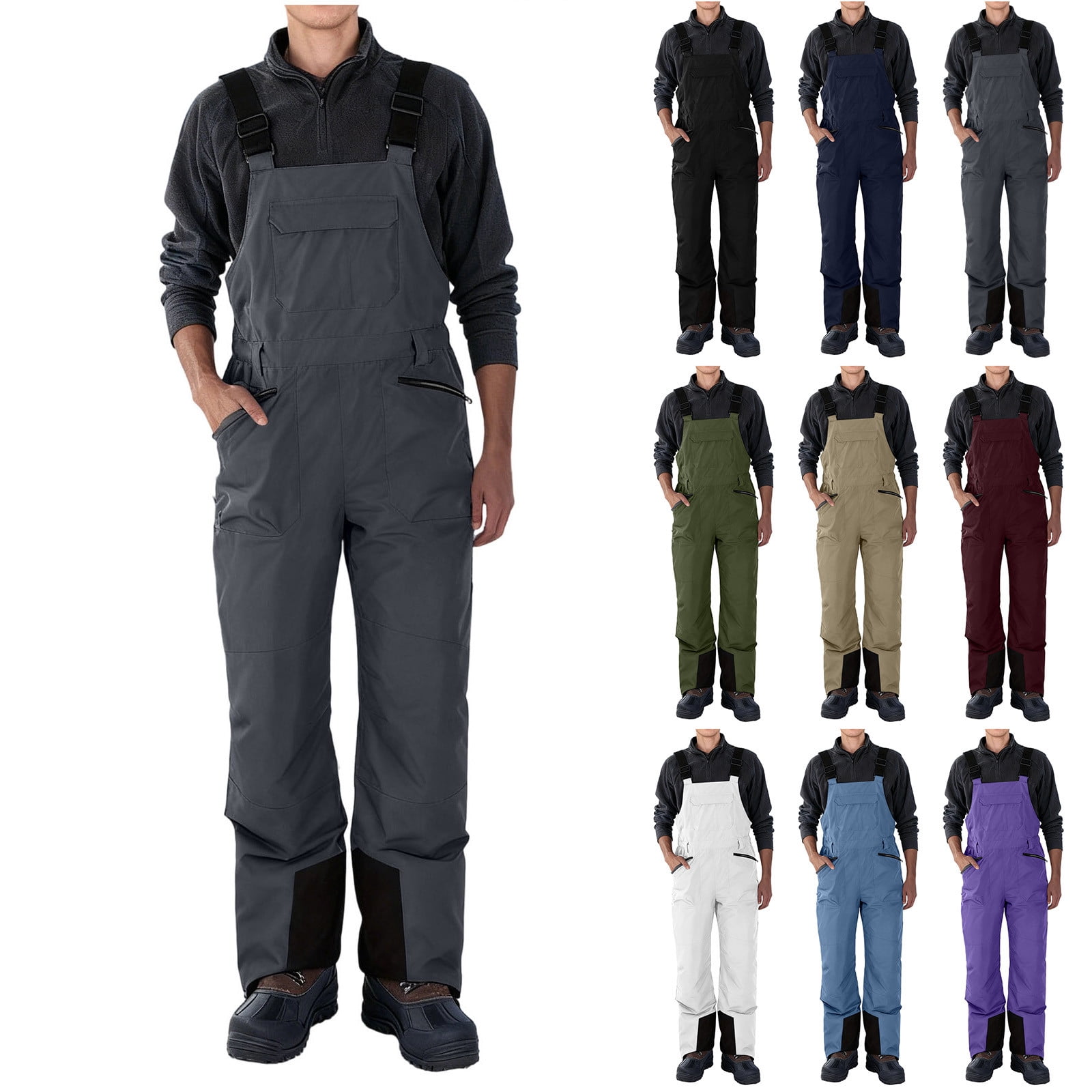 DDAPJ pyju Mens Snow Bibs Ski Pants Softshell Waterproof Insulated Warm ...