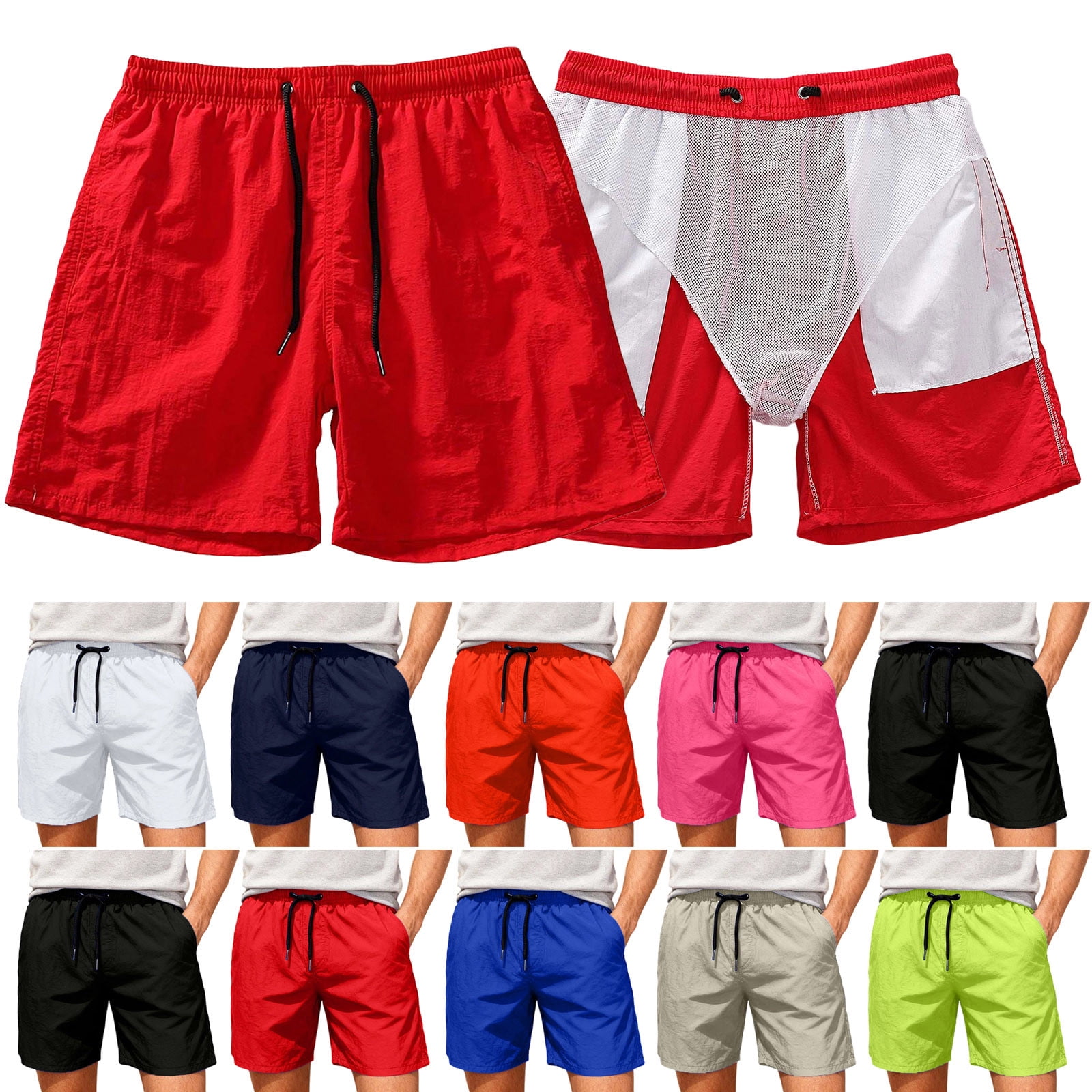 DDAPJ pyju Mens Swim Shorts 4 Way Stretch Shorts Bathing Suits Swim ...