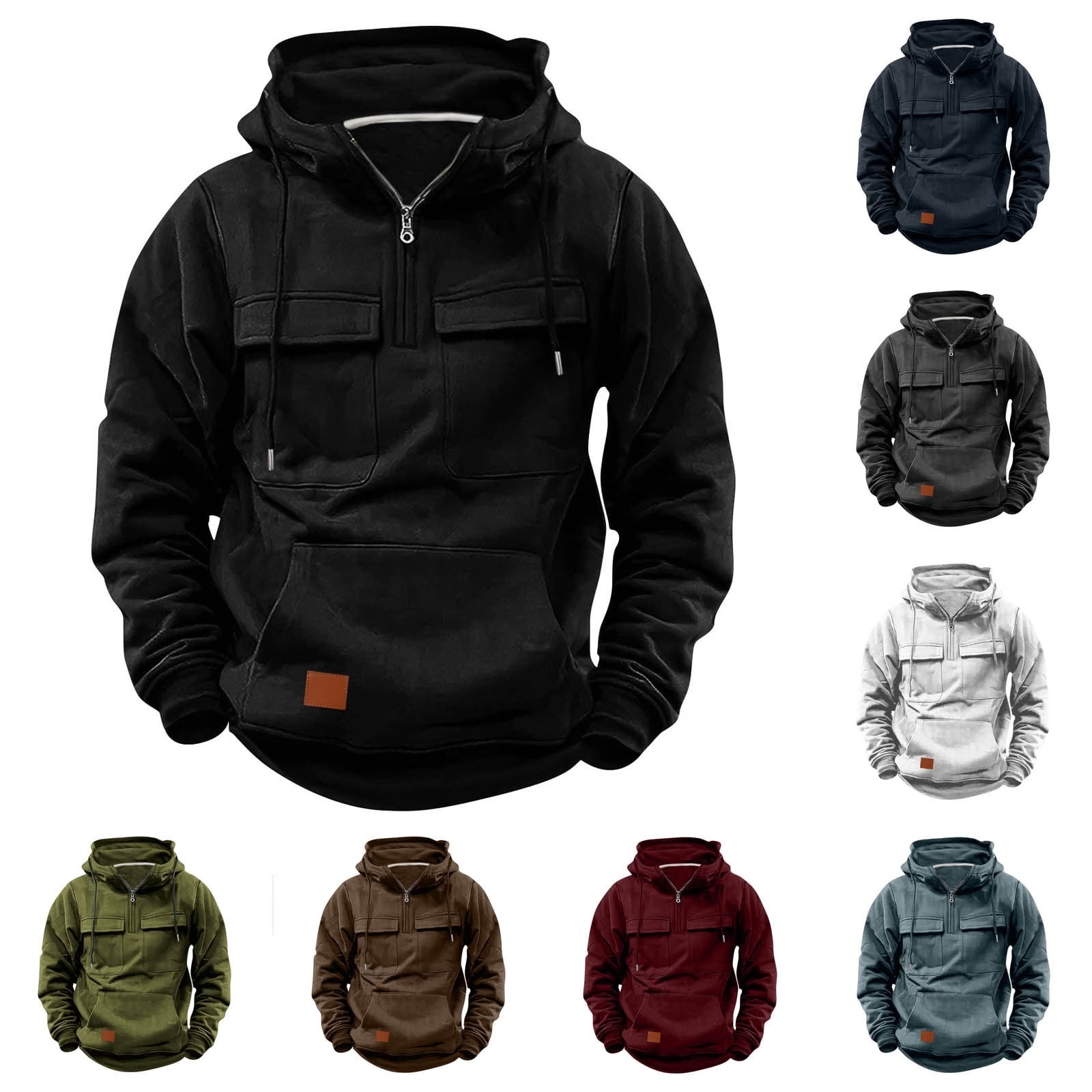 DDAPJ pyju Mens Tactical Hoodies Quarter Zip Pullover Military Cargo ...