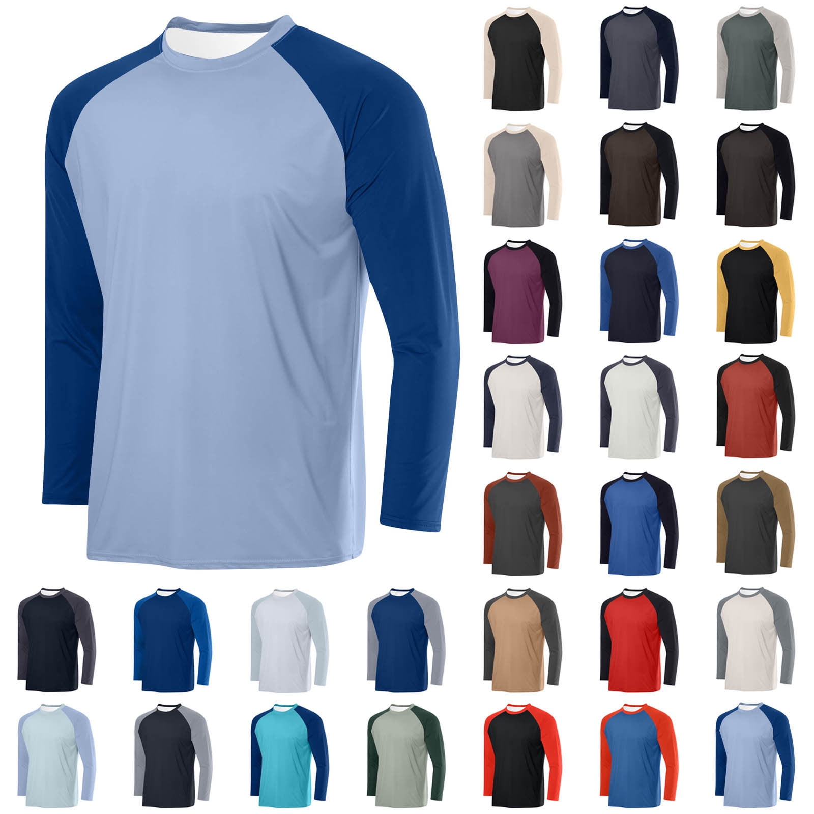 DDAPJ pyju Moisture Wicking Athletic Shirts for Men Raglan Long Sleeve ...