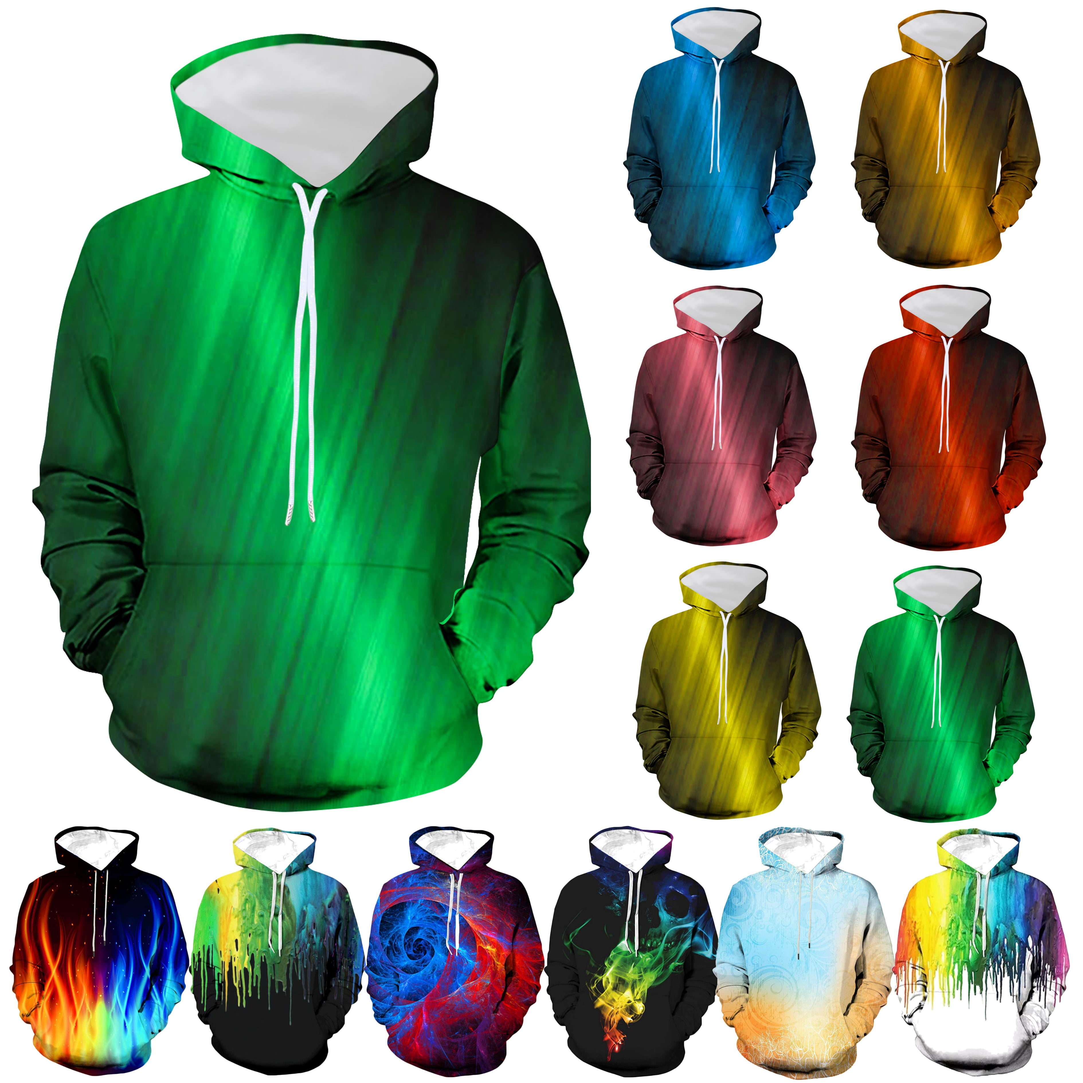 DDAPJ pyju Novelty Hoodies for Men 3D Realistic Flame Printed Hooded ...