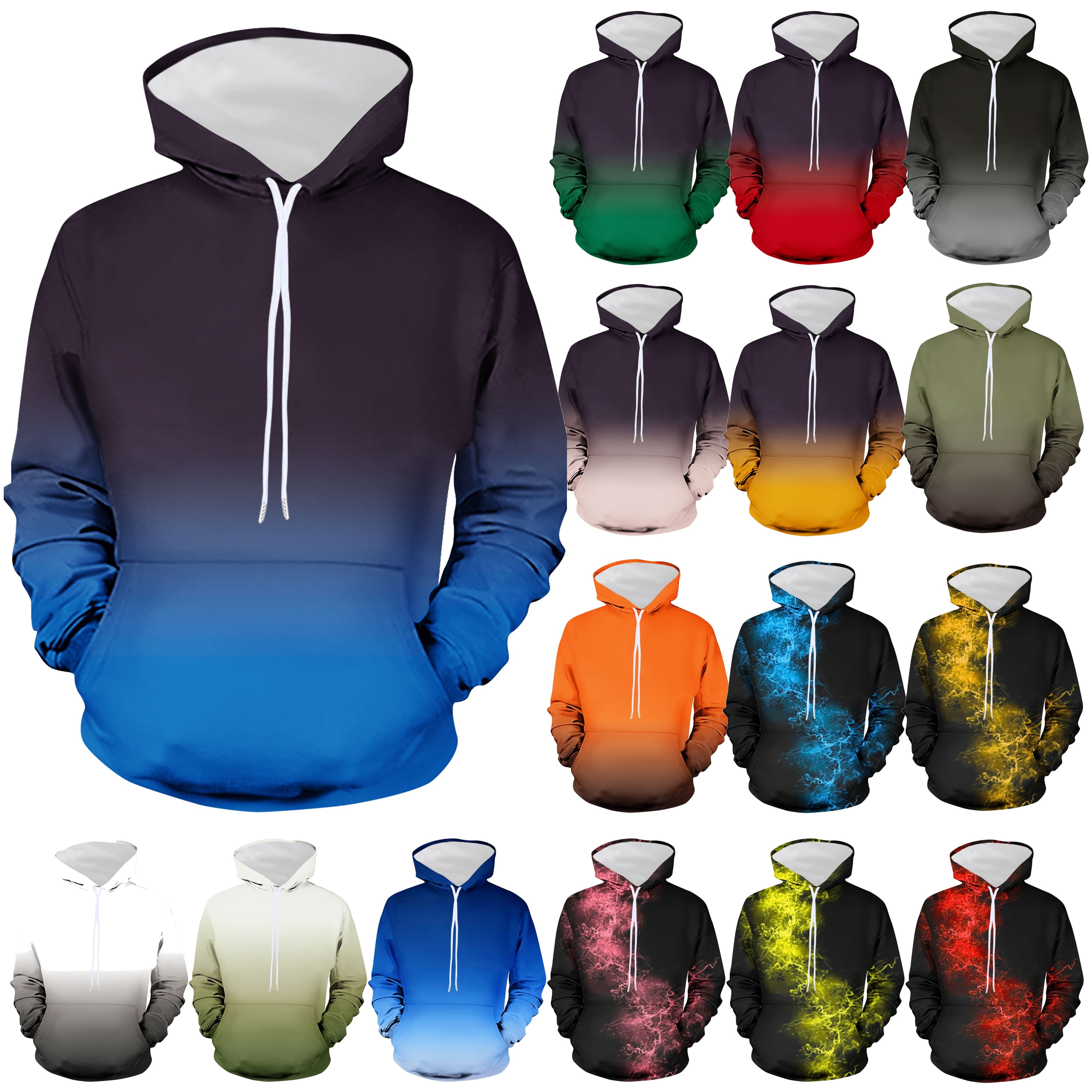 DDAPJ pyju Oversized Graphic Hoodie for Men Novelty 3D Print Long ...