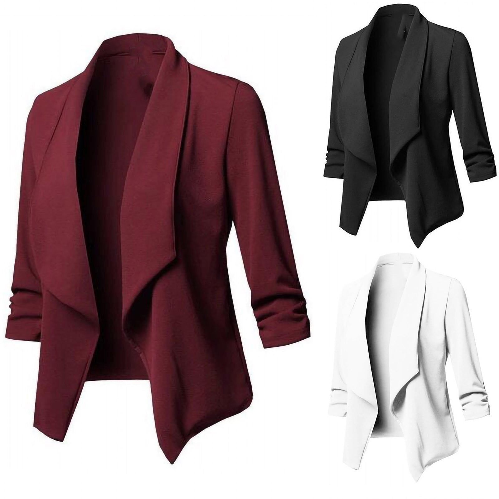 DDAPJ pyju Petite Blazer Jacket for Women Lightweight SLim Fit Blazer Long Sleeve Lapel Collar ...