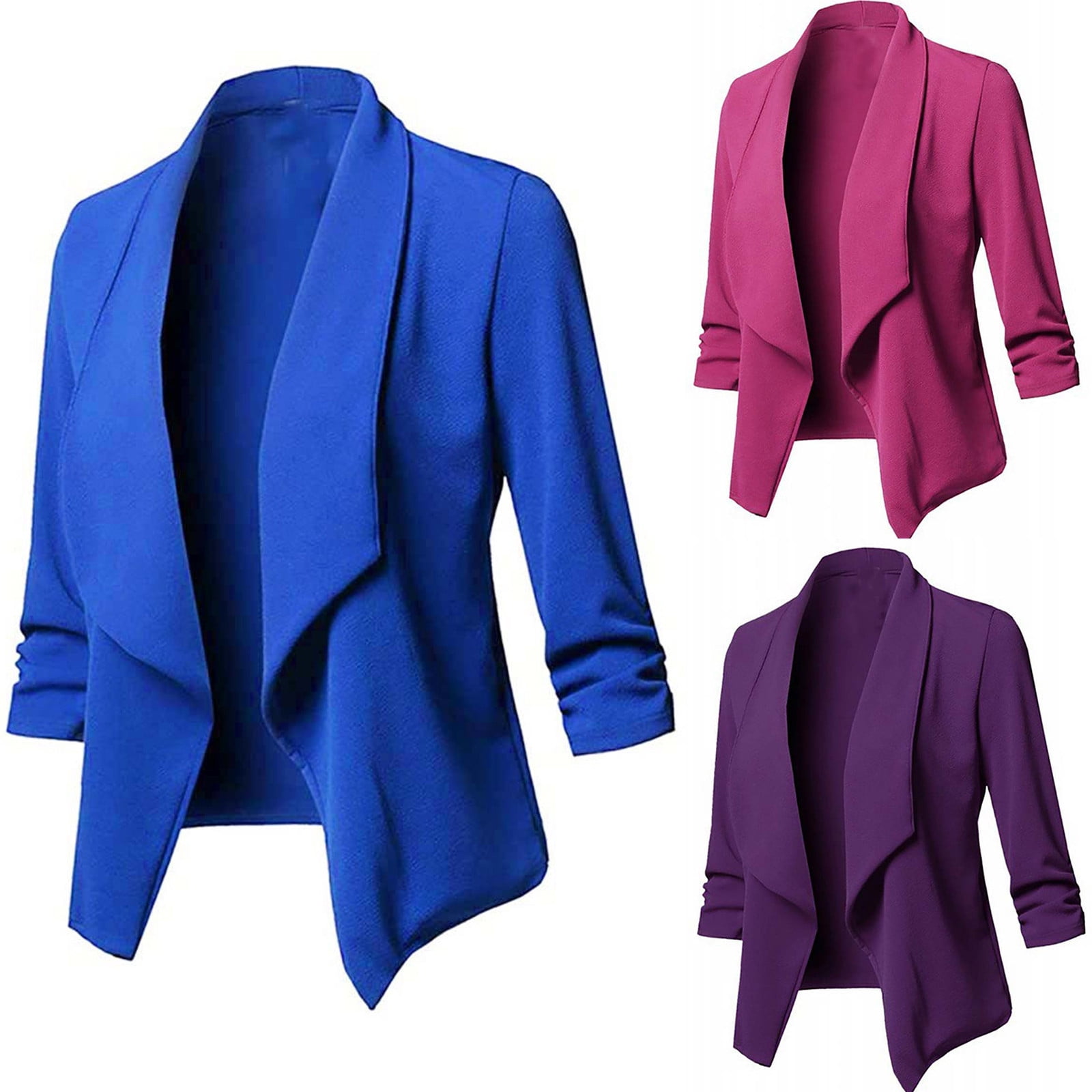 DDAPJ pyju Petite Blazer Jacket for Women Lightweight SLim Fit Blazer Long Sleeve Lapel Collar ...