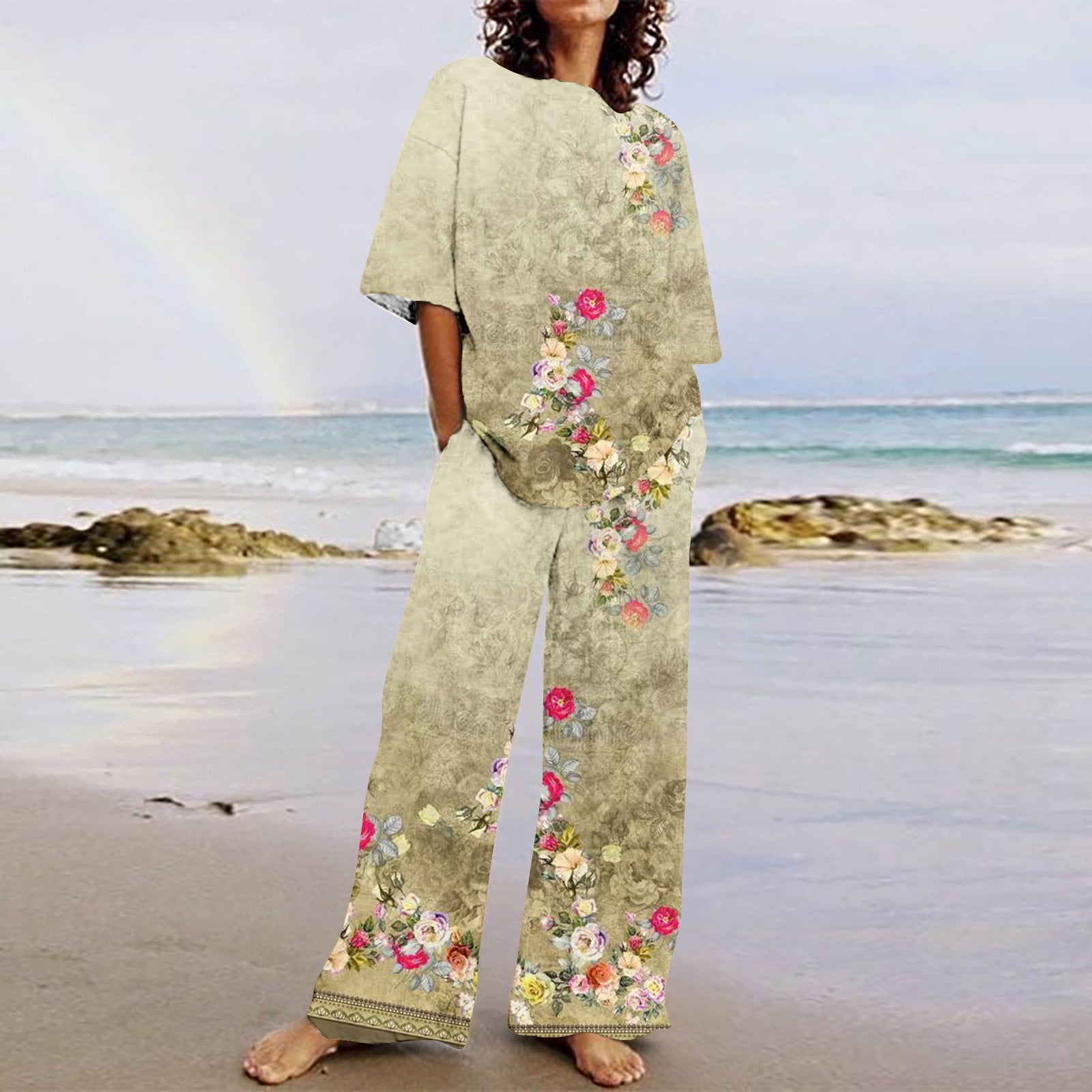 Ddapj Pyju Plus Size Linen Lounge Sets For Women 2 Piece Summer Beach