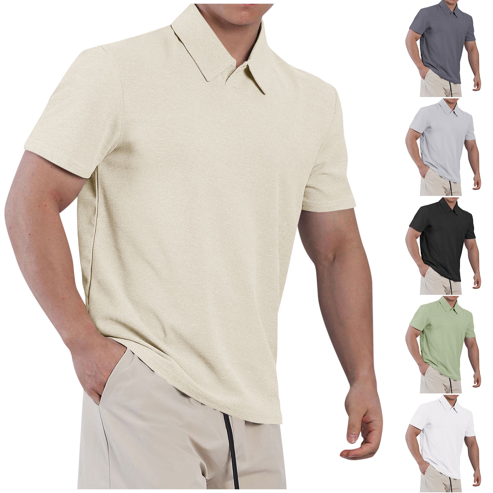 DDAPJ pyju Regular Fit Polos for Men Business Casual Golf Shirt Solid ...