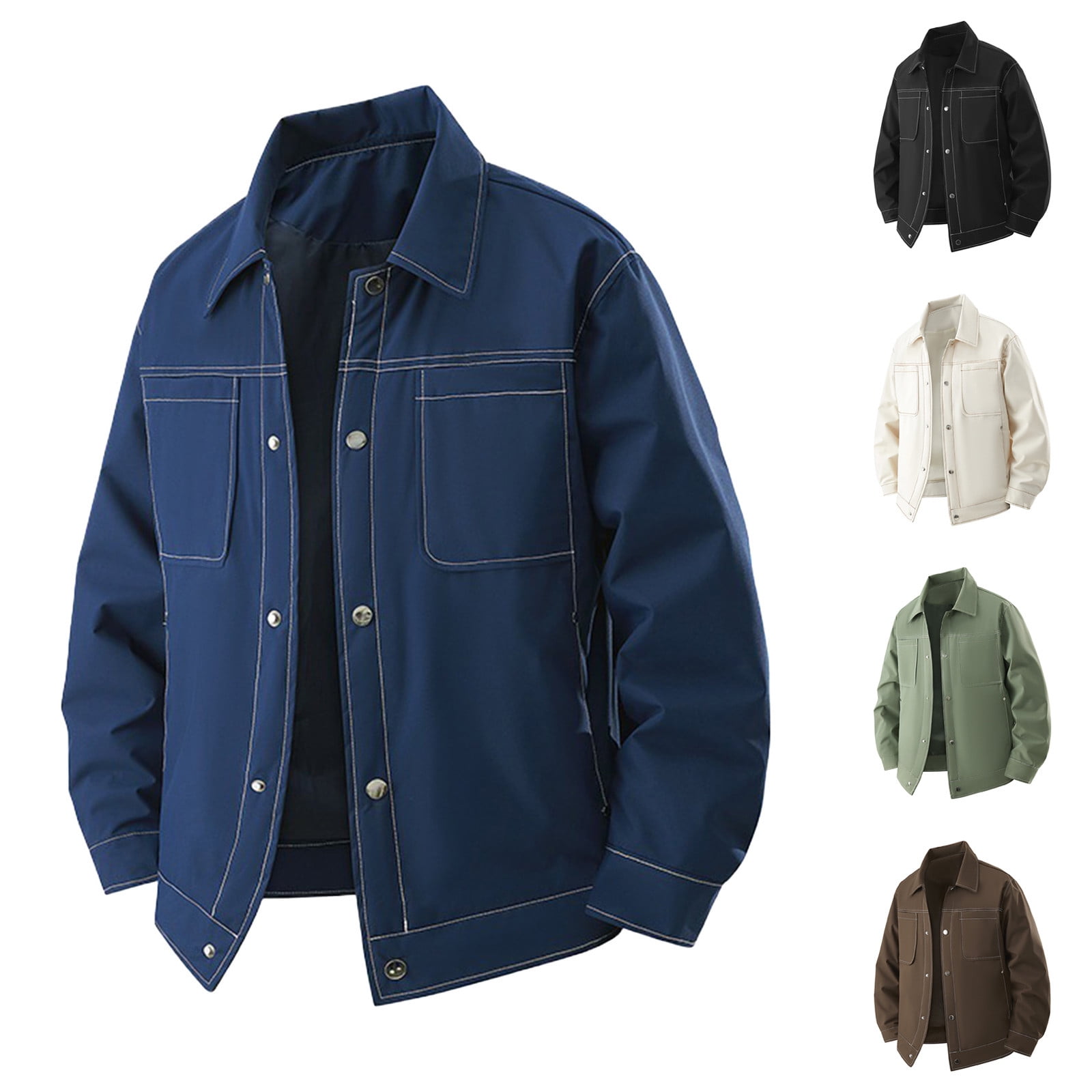 DDAPJ pyju Shackets for Men Long Sleeve Button Down Shirt Jacket ...