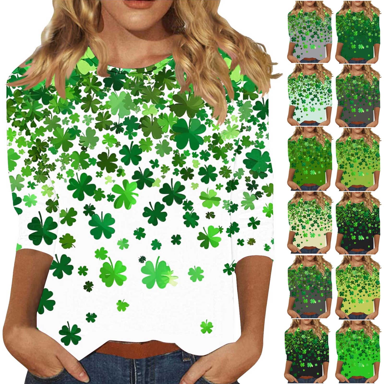 DDAPJ pyju Shamrock Shirt Women's St Patrick's Day T Shirts 3/4 Length ...