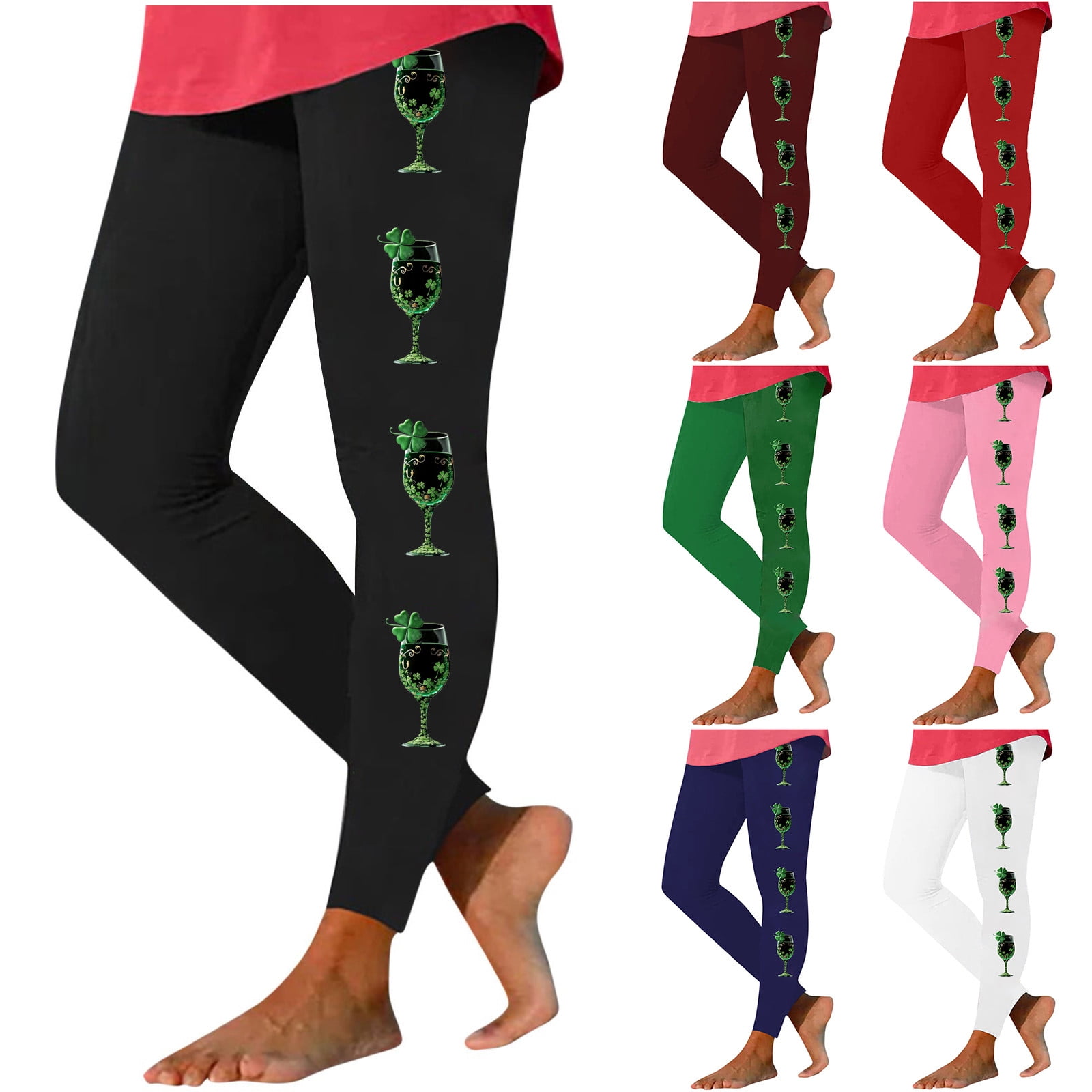 DDAPJ pyju St Patrick's Day Leggings for Women Novelty Shamrock Printed ...