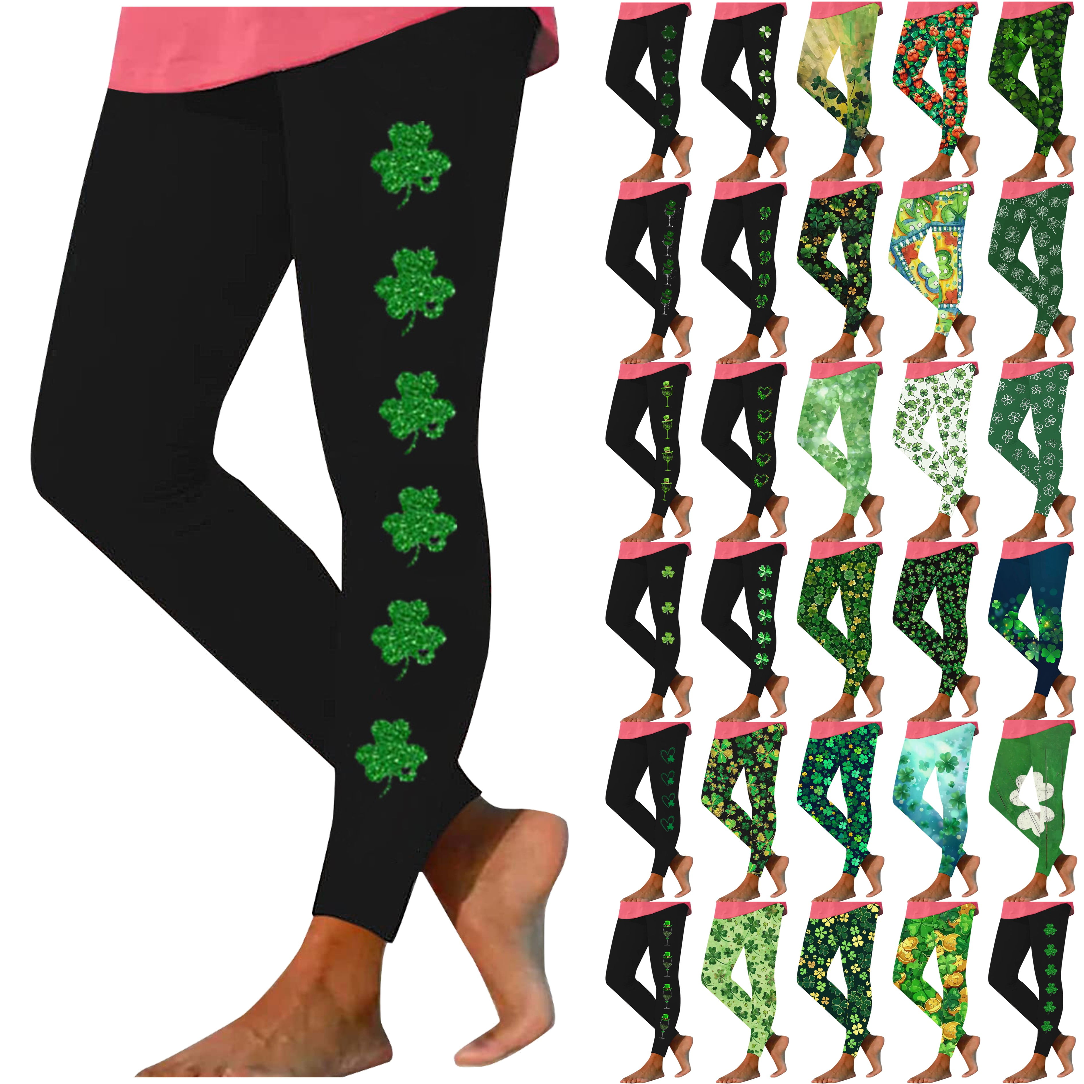 DDAPJ pyju St Patricks Day Leggings for Women Clover Printed Legging ...