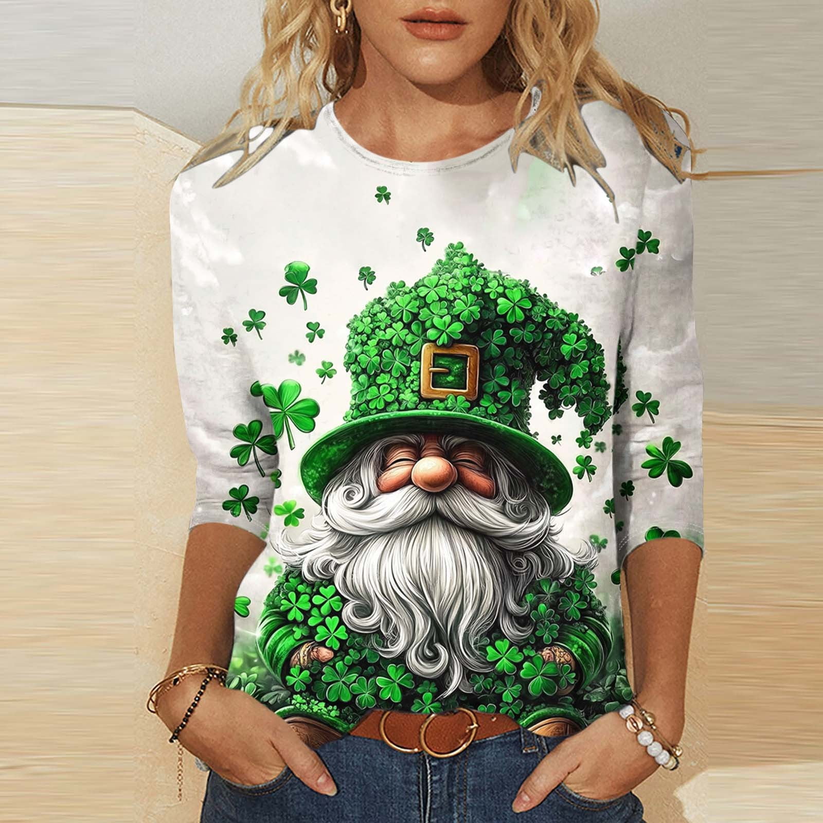 DDAPJ pyju St Patricks Day T Shirt for Women 3/4 Length Sleeve Tops ...