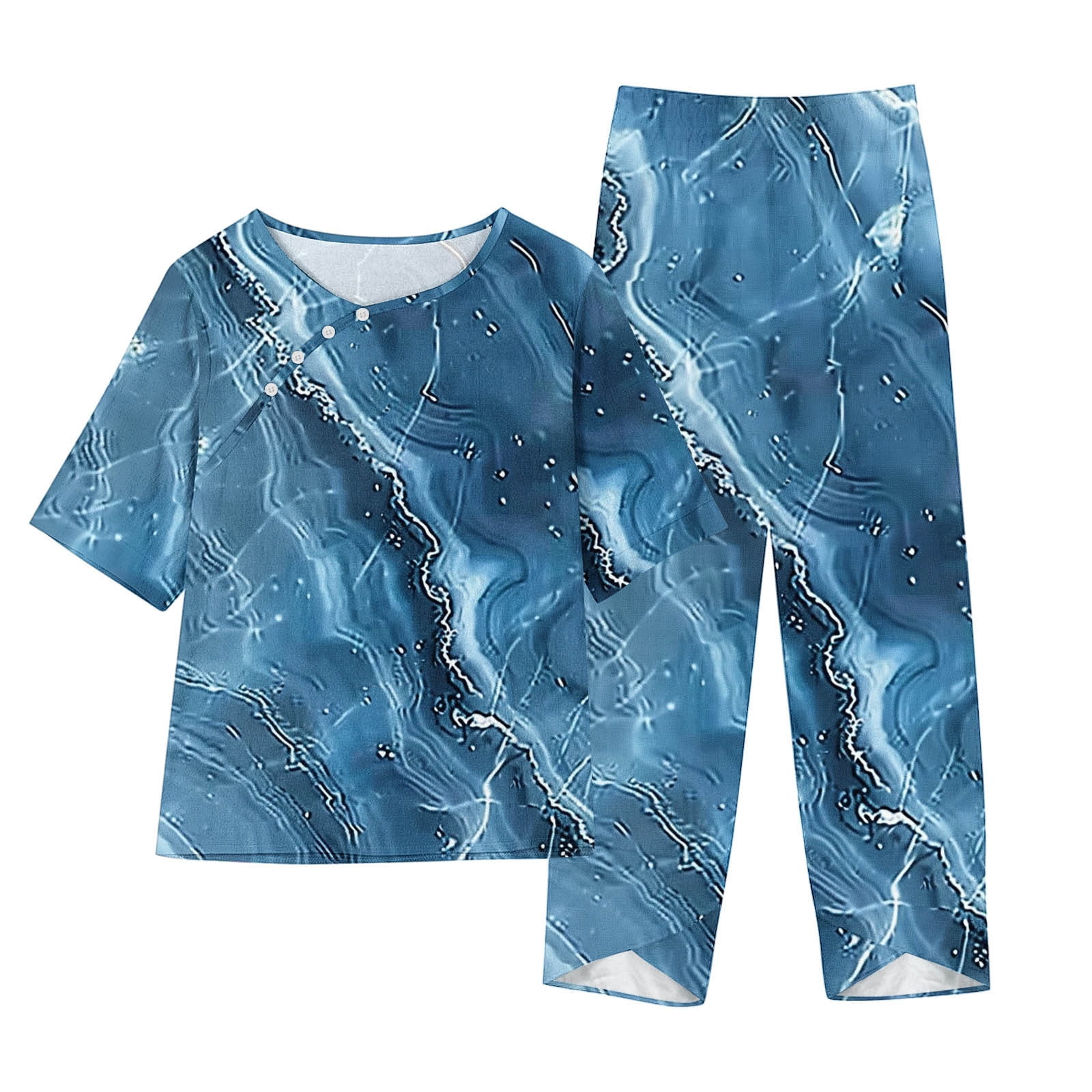 DDAPJ pyju Summer Outfits for Women Trendy Marble Print Linen Pants ...