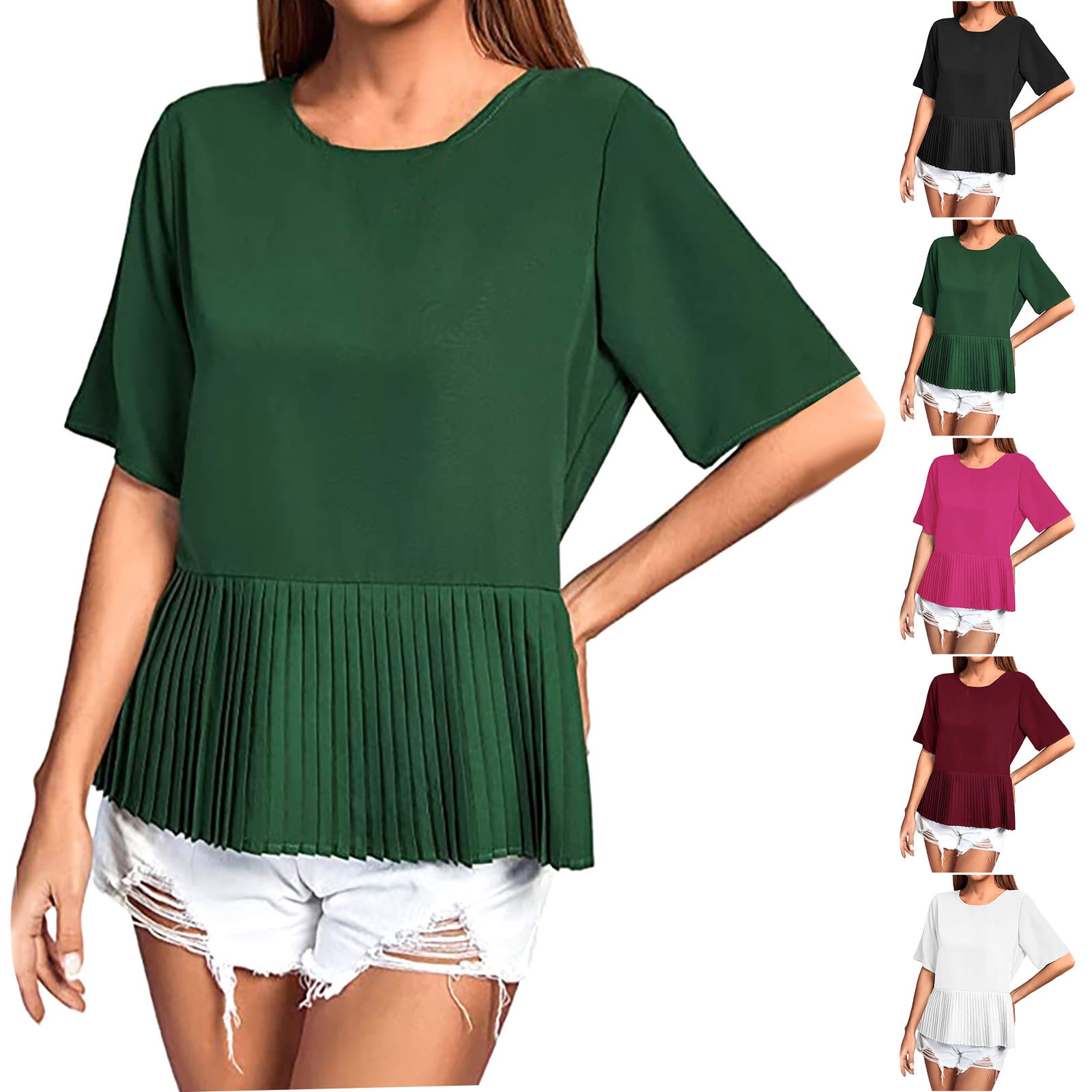 DDAPJ pyju Summer Tops for Women Dressy Casual Ruffled Hem Blouse ...