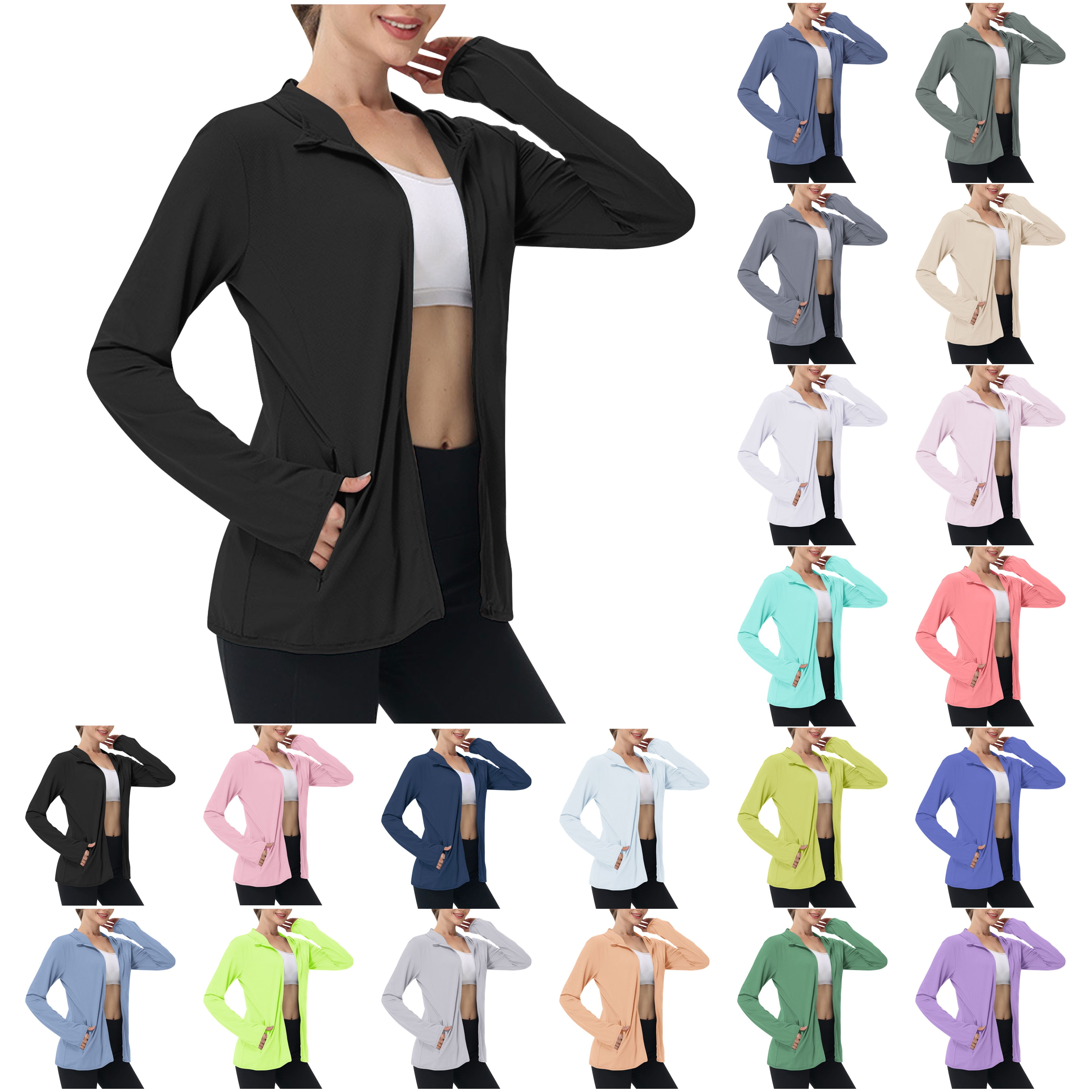 DDAPJ pyju Sun Protection Hoodie for Women Long Sleeve Full Zip UPF 50+ Jacket SOutdoor Workout ...