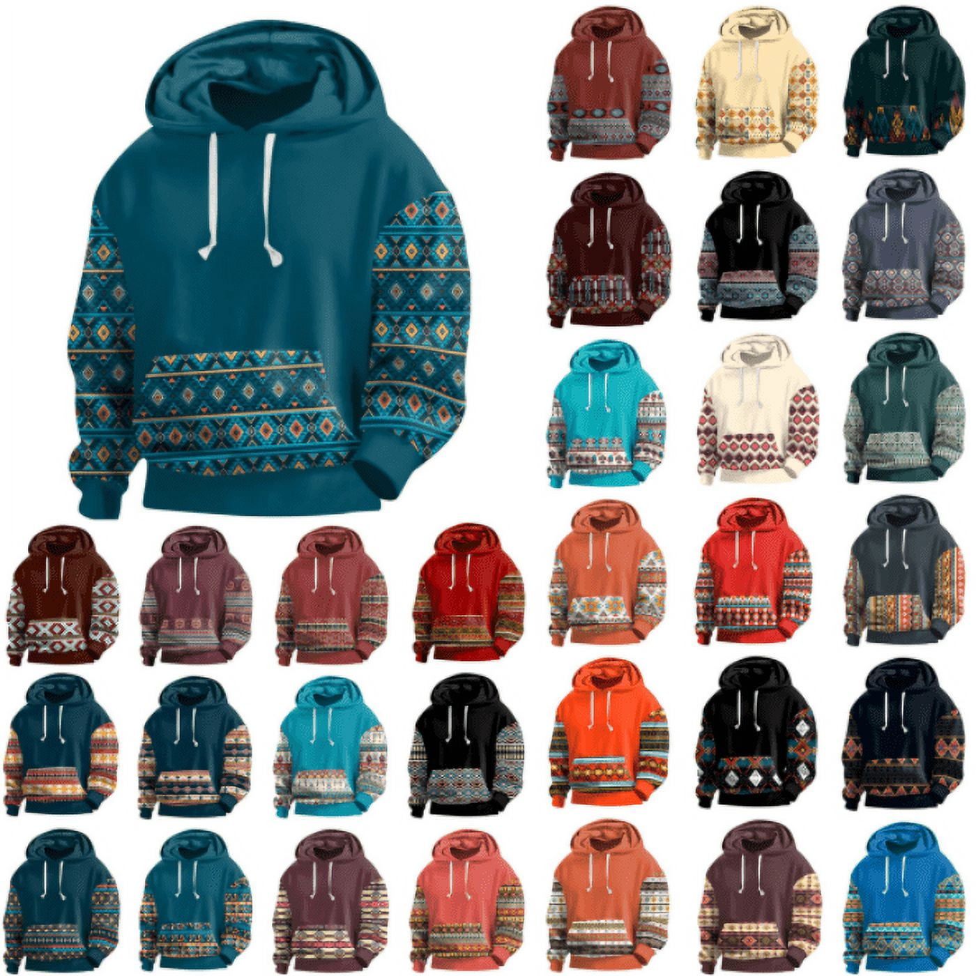 DDAPJ pyju Western Aztec Hoodies for Men Vintage Graphic Hooded ...