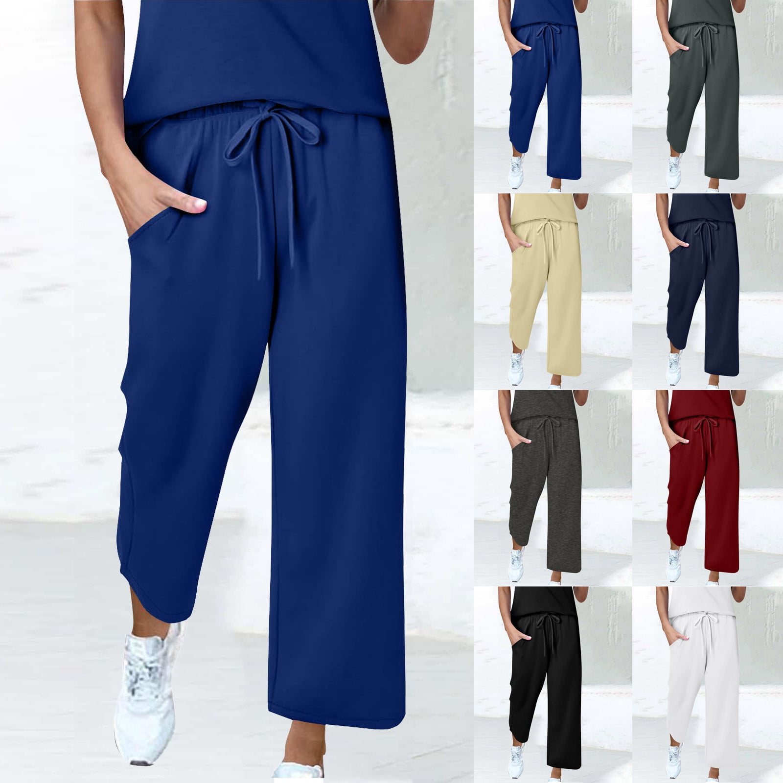 DDAPJ pyju Wide Leg Sweatpants for Women Drawstring High Waisted Baggy ...