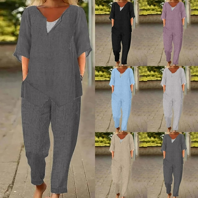Ddapj Pyju Women 2 Piece Summer Outfits Vintage Lounge Sets Short