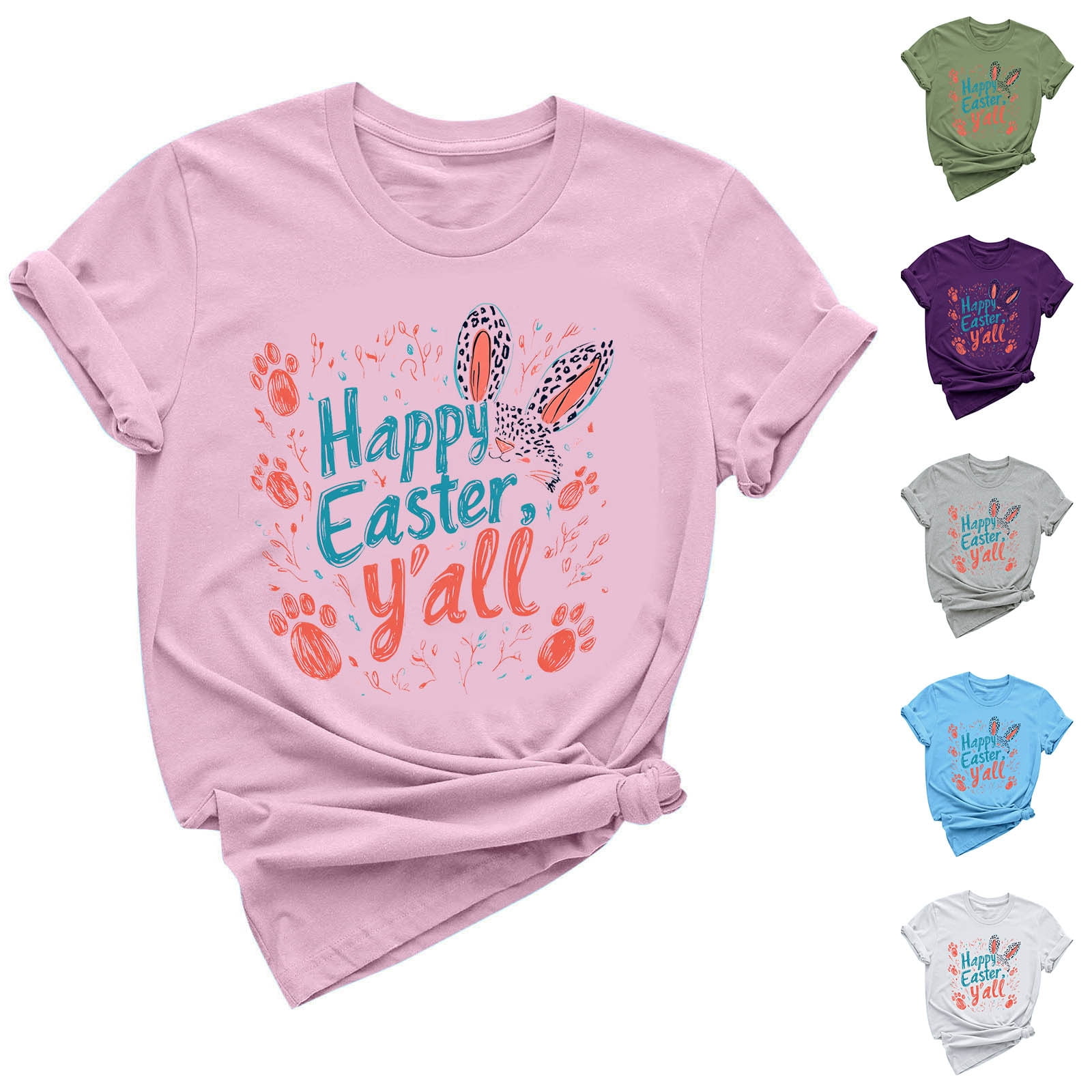 DDAPJ pyju Women Happy Easter Shirts Funny Bunny Rabbit Graphic Tees ...