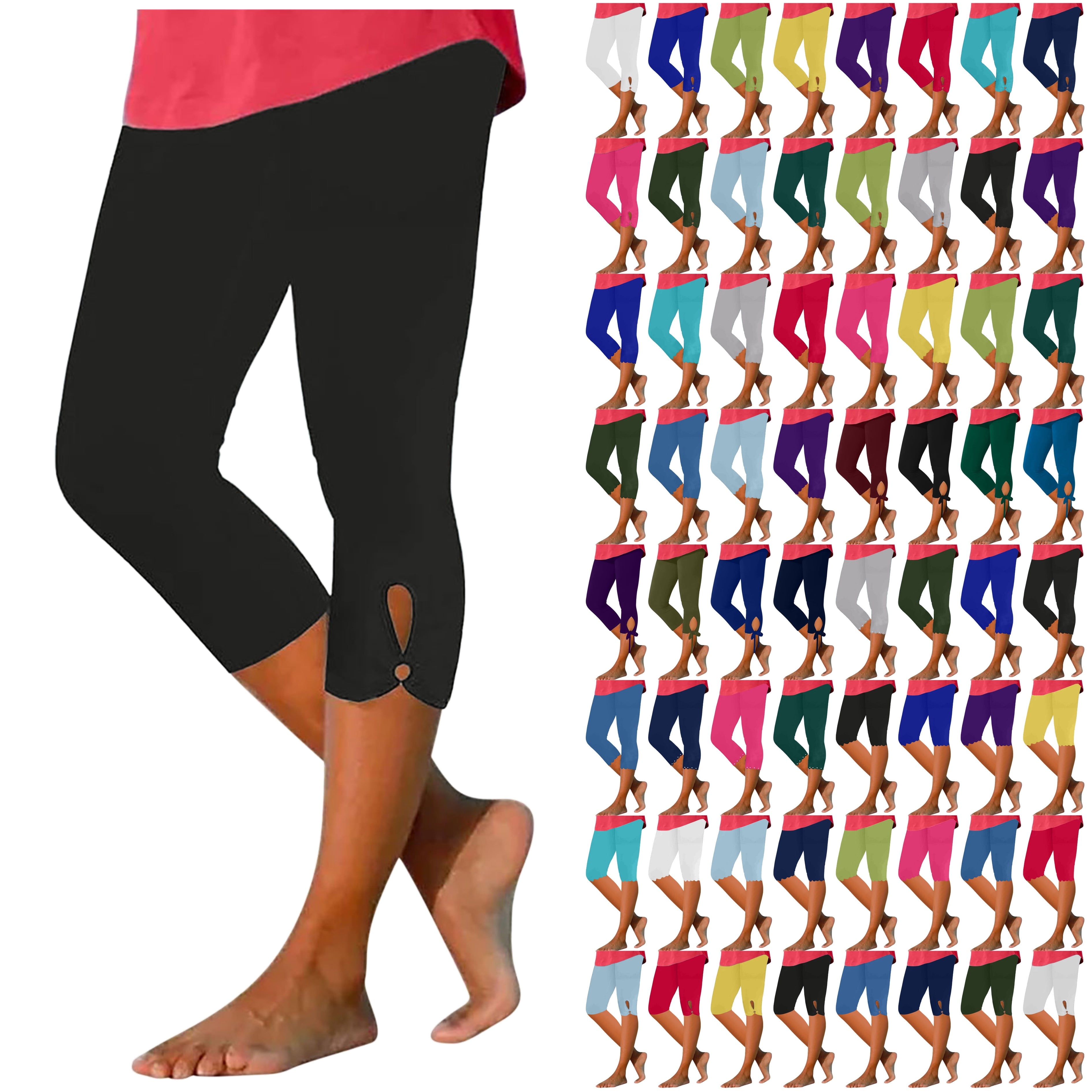 DDAPJ pyju Women's Capri Leggings Tummy Control Stretchy Workout Tights ...