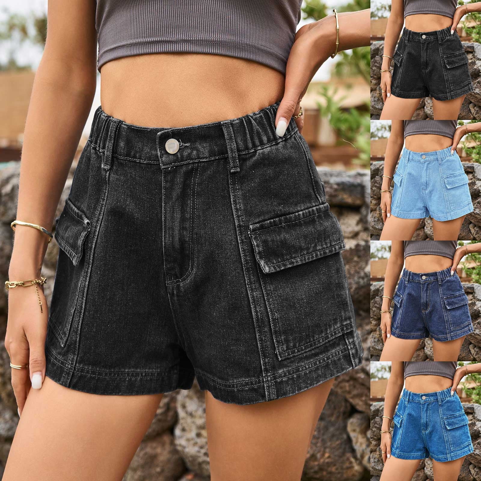 DDAPJ pyju Women's Cargo Jean Shorts Summer Trendy 2025 High Waisted ...