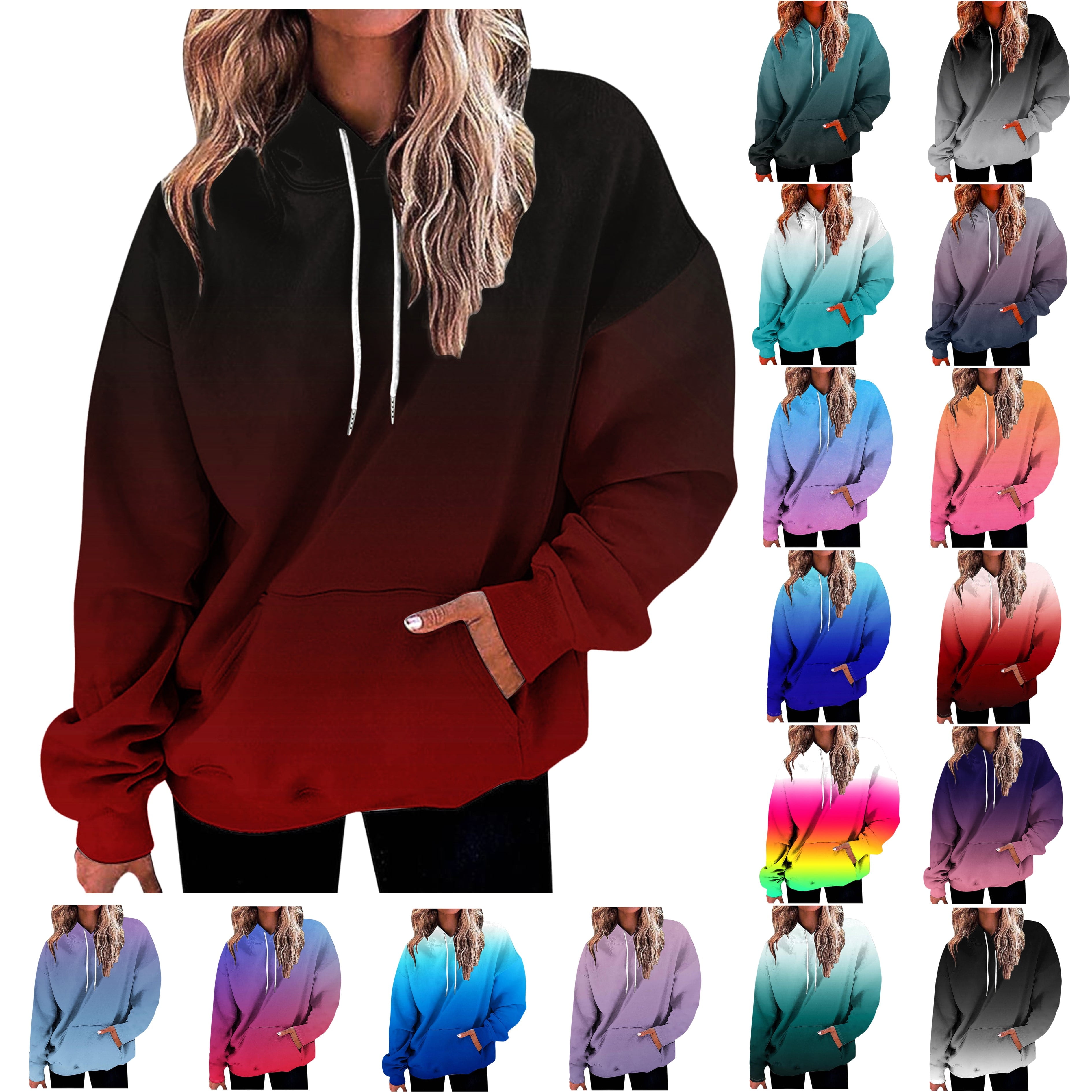 DDAPJ pyju Women's Fashion Hoodies & Sweatshirts Gradient Printed ...