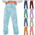 DDAPJ pyju Women's Plush Fluffy Pajama Pants Winter Warm Fuzzy Fleece ...