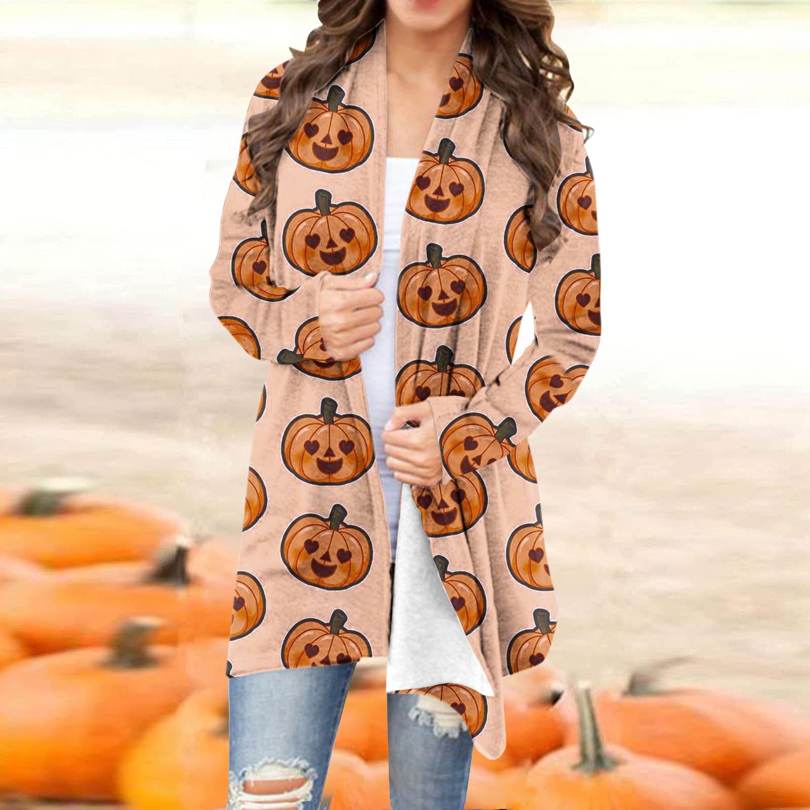 DDAPJ pyju Women's Pumpkin Cardigan,Cardigans for Women Halloween ...