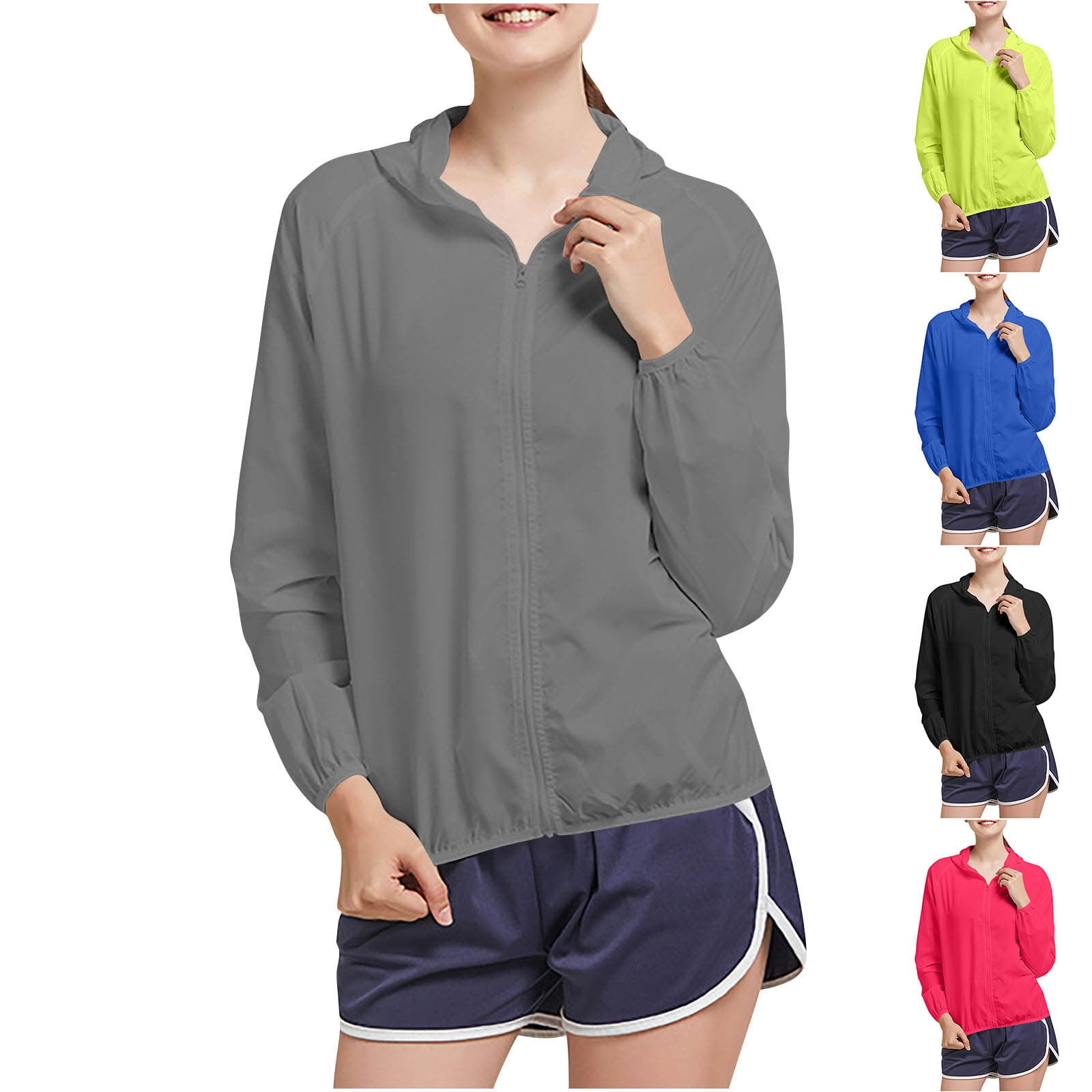 DDAPJ pyju Women's Sun Protection Hoodie Jacket Lightweight Waterproof Rain Jackets Long Sleeve ...
