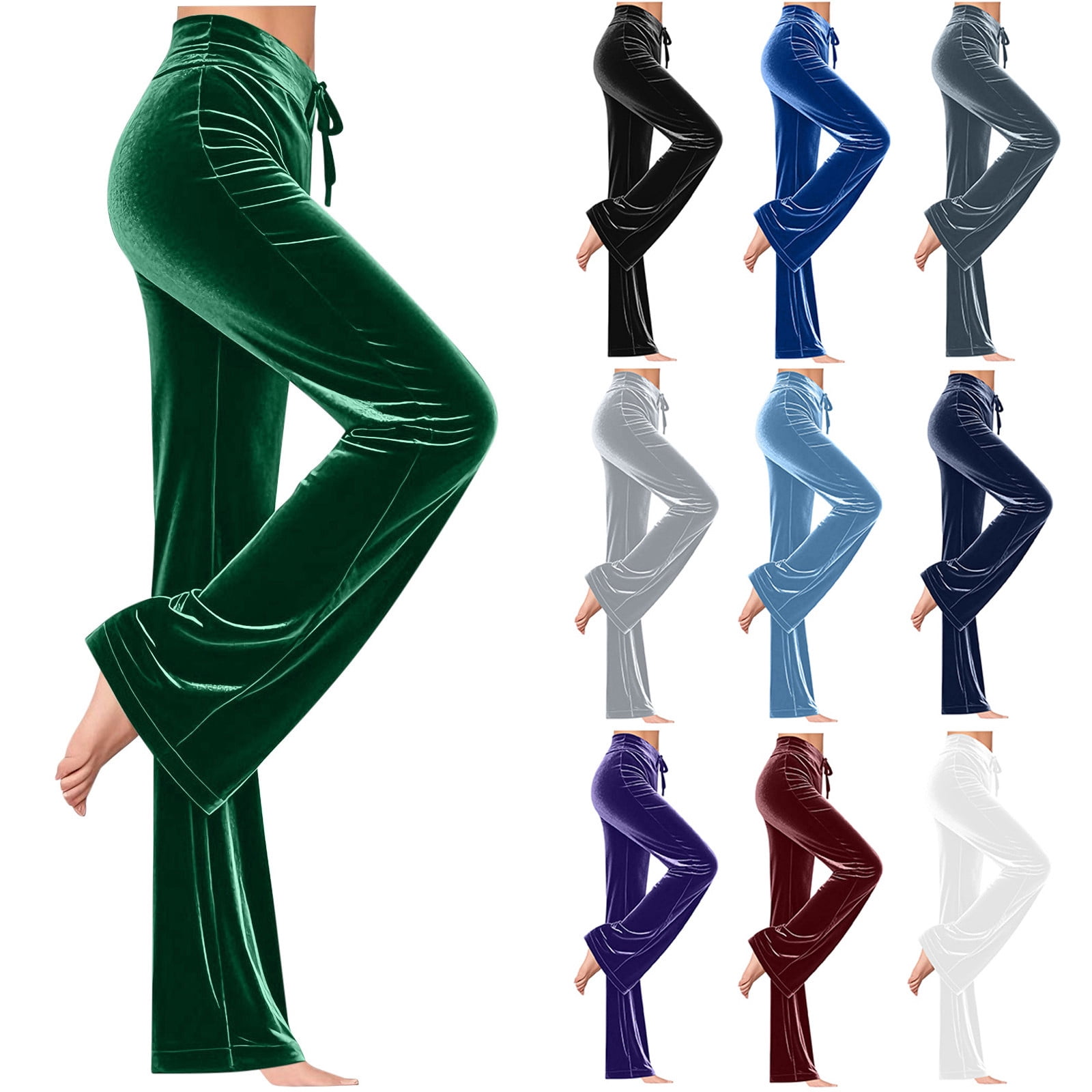 DDAPJ pyju Women's Velour Pants Soft Velvet Sweatpants High Waisted ...