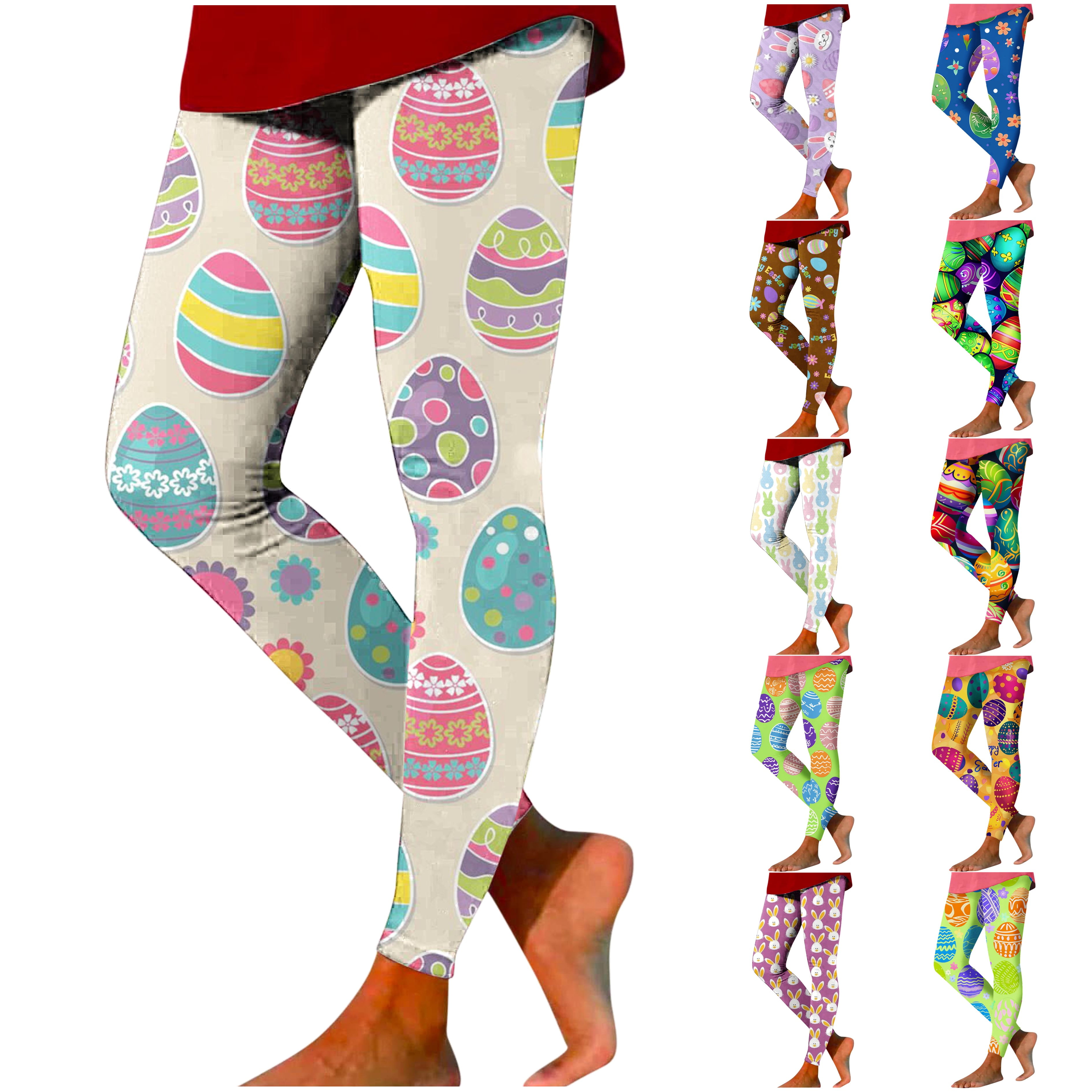 DDAPJ pyju Womens Easter Day Leggings Bunny Eggs Graphic Tights ...