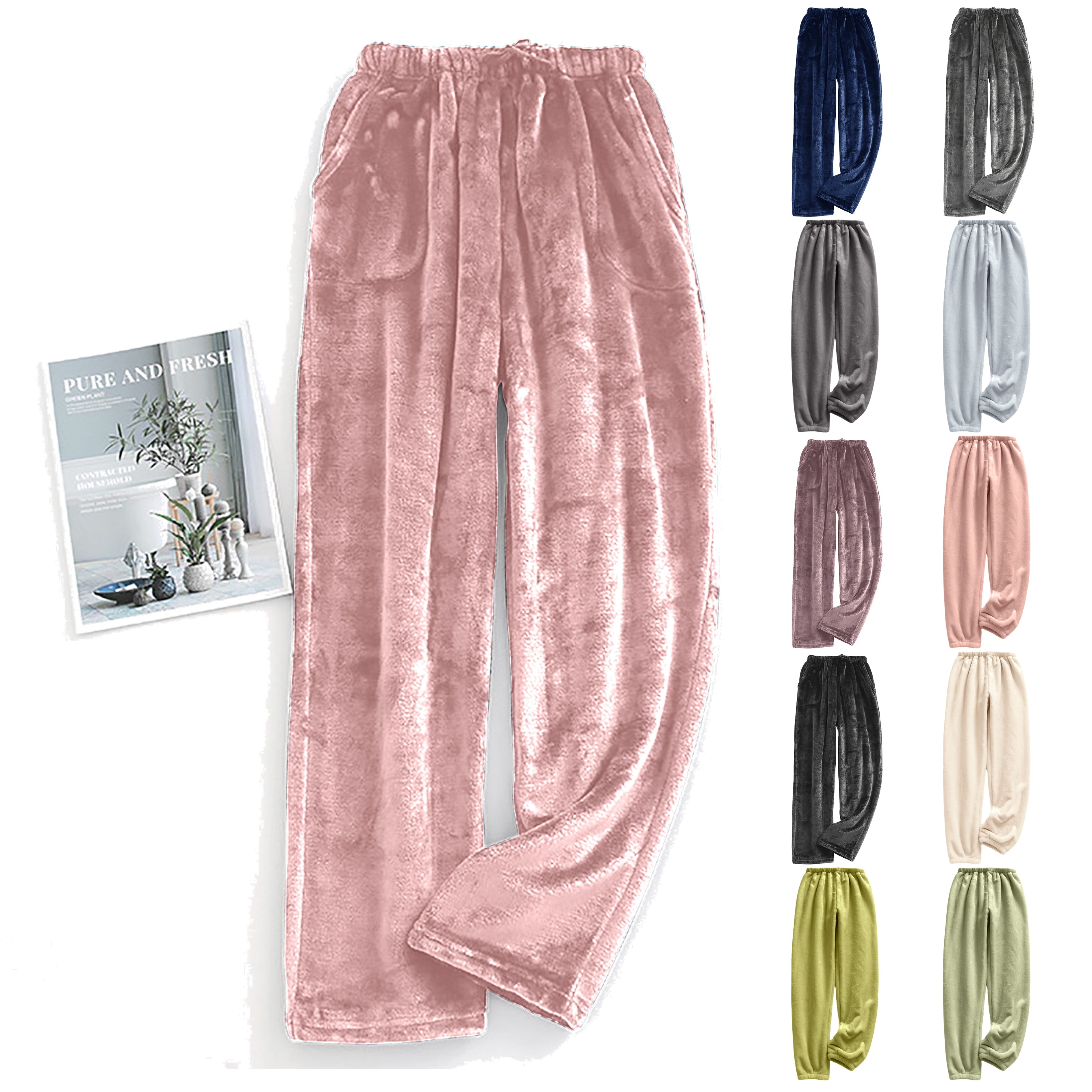 DDAPJ pyju Womens Fluffy Pajama Pants Fuzzy Fleece Cozy Lounge Pants ...