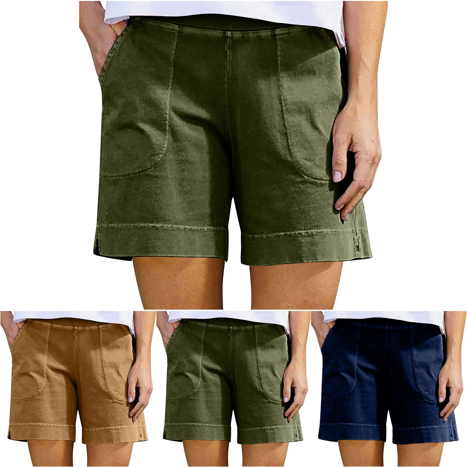 DDAPJ pyju Womens Linen Shorts Summer Trendy 2025 Elastic High Waisted ...