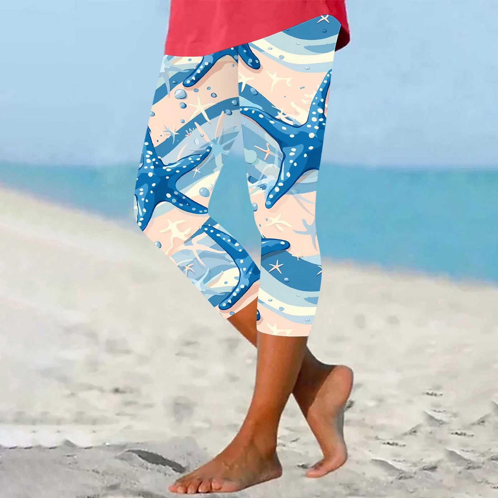 DDAPJ pyju Womens Novelty Print Leggings Summer Casual Capri Pants ...