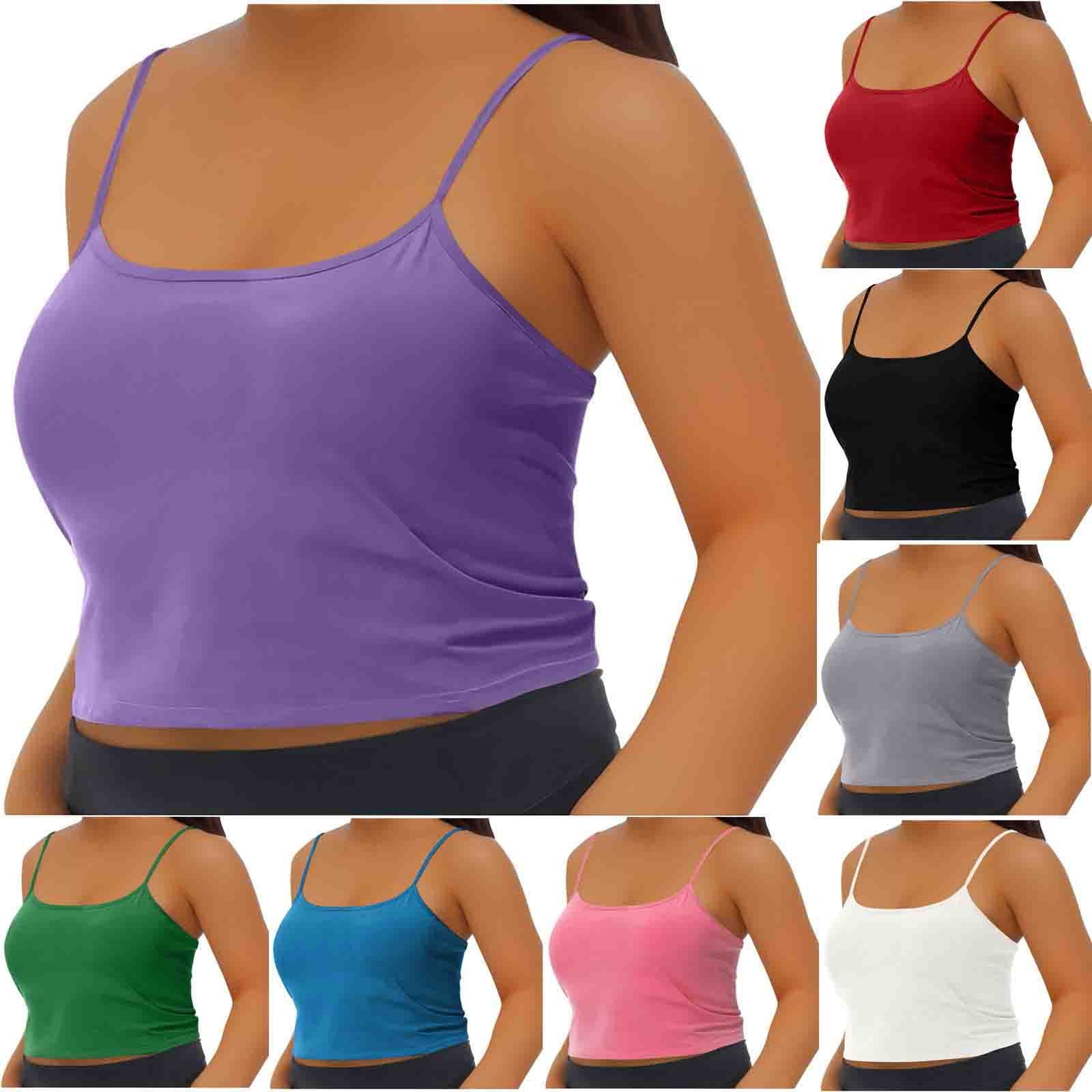 DDAPJ pyju Womens Square Neck Tank Tops Plus Size Built in Bra Camisole ...