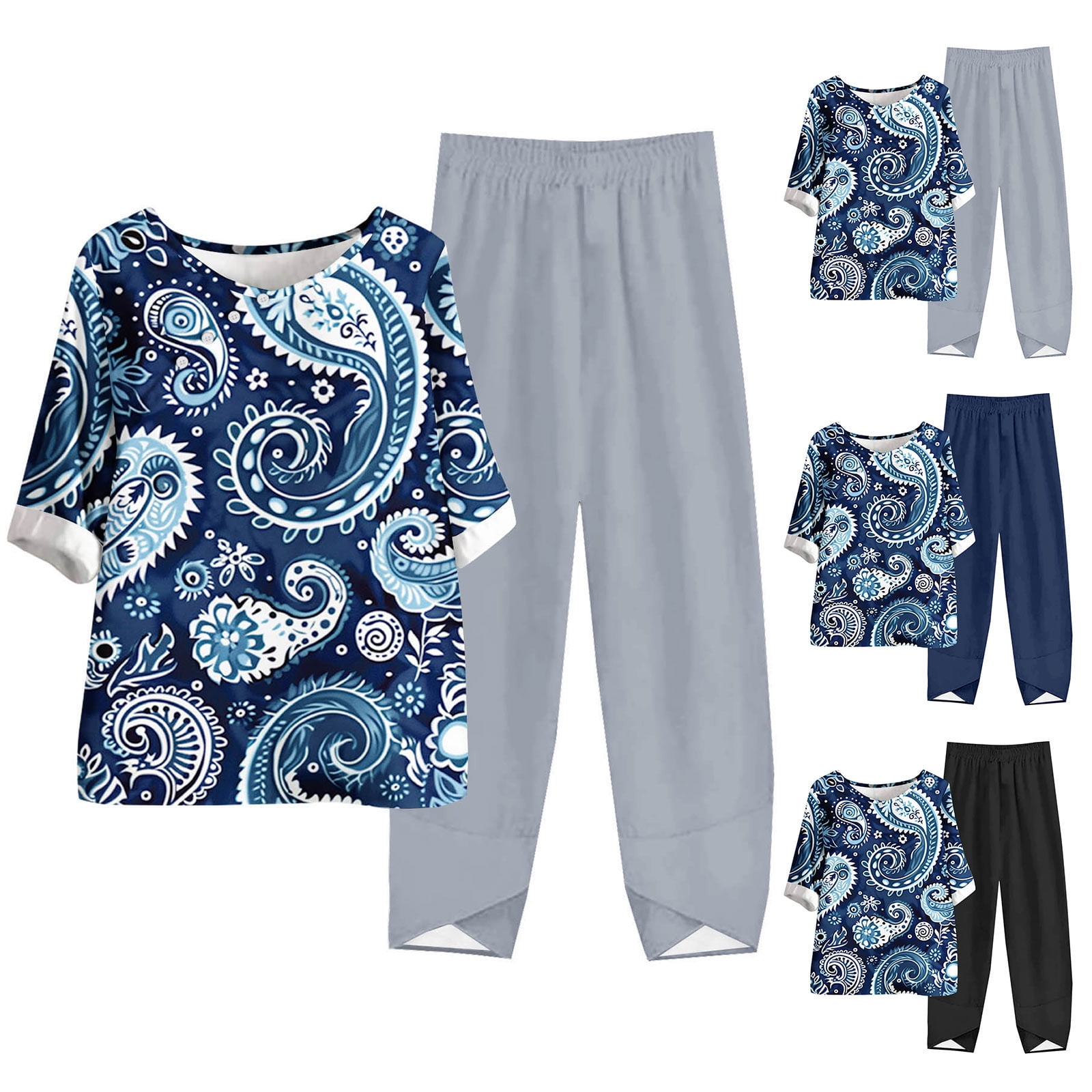 DDAPJ pyju Womens Summer 2 Piece Outfits Plus Size Lounge Matching Set ...