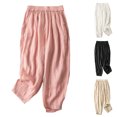 Ddapj Pyju Womens Summer Casual Loose Pants Cotton Linen Straight Wide