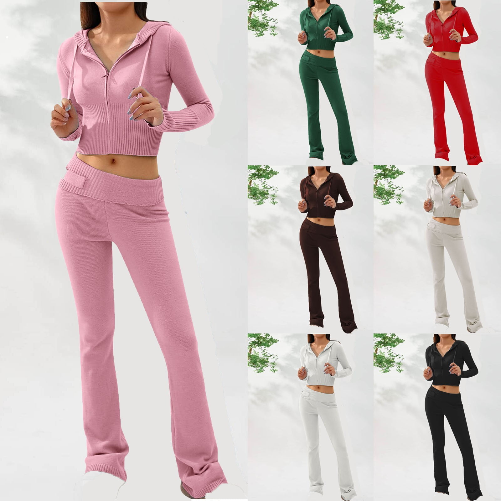 DDAPJ pyju Y2K Outfits Set Women Two Piece Knitted Set Long Sleeve ...