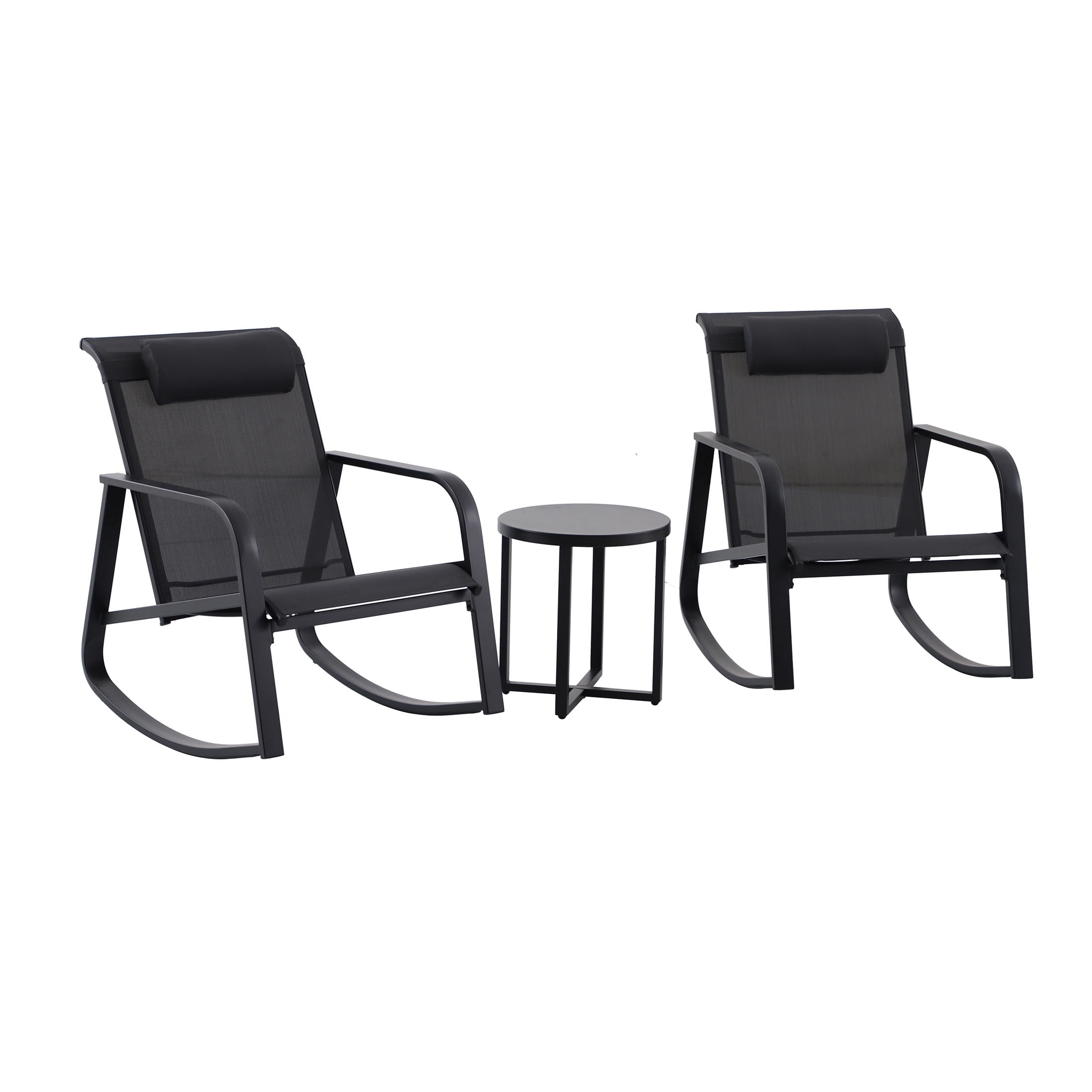 Mainstays Dashwood 3-Piece Steel Outdoor Rocker Chat Set, Black ...