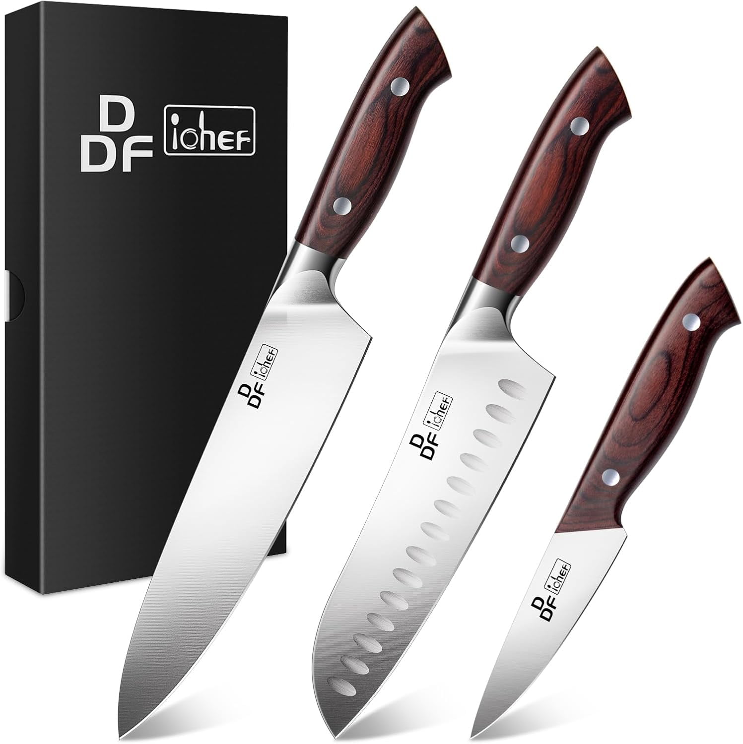 DDF iohEF Knife Set 3 Piece, Sharp Kitchen Knife Set Professional Chef ...