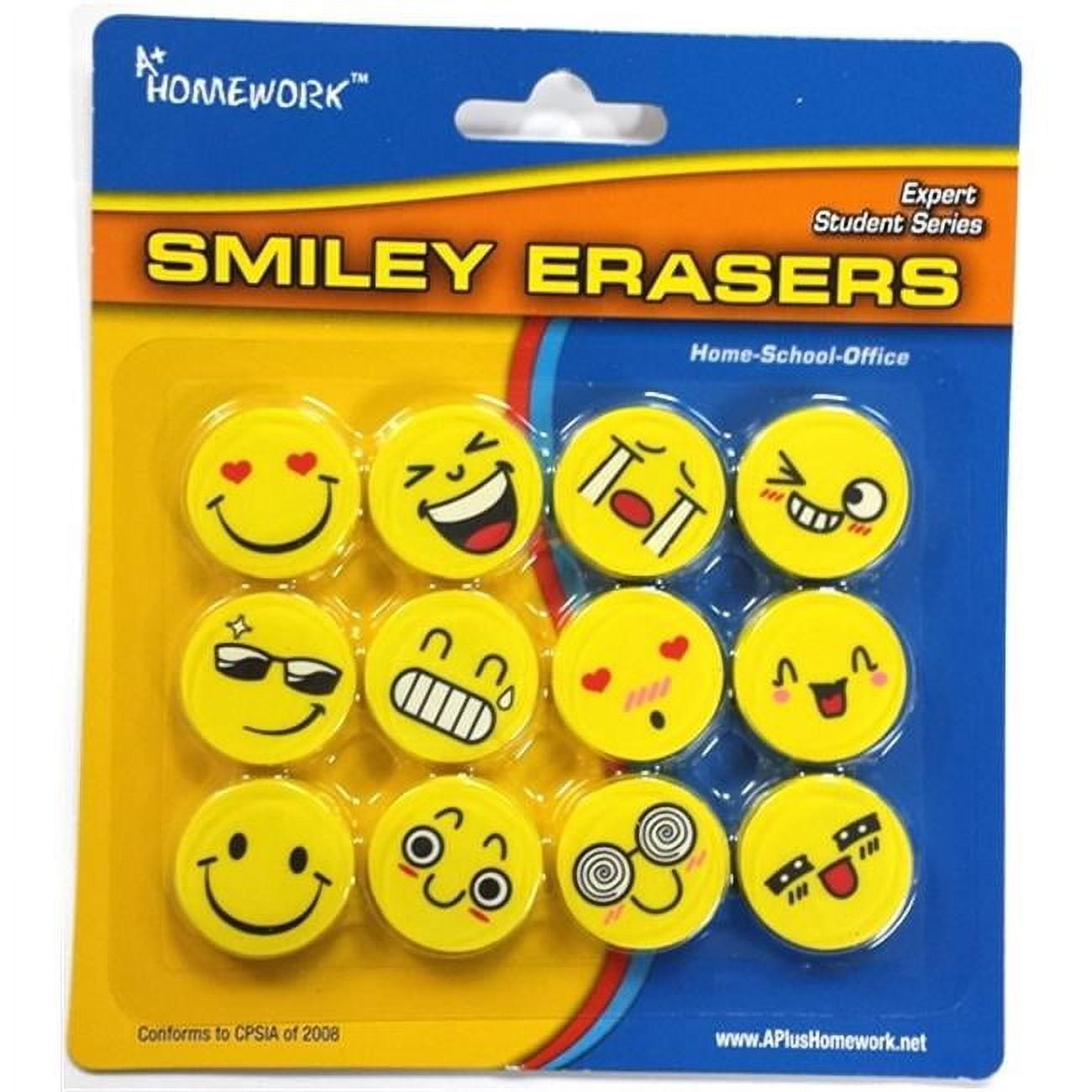 DDI 1860442 A+ Homework Smiley Erasers - 48 Count 12 Piece Case of 48 ...