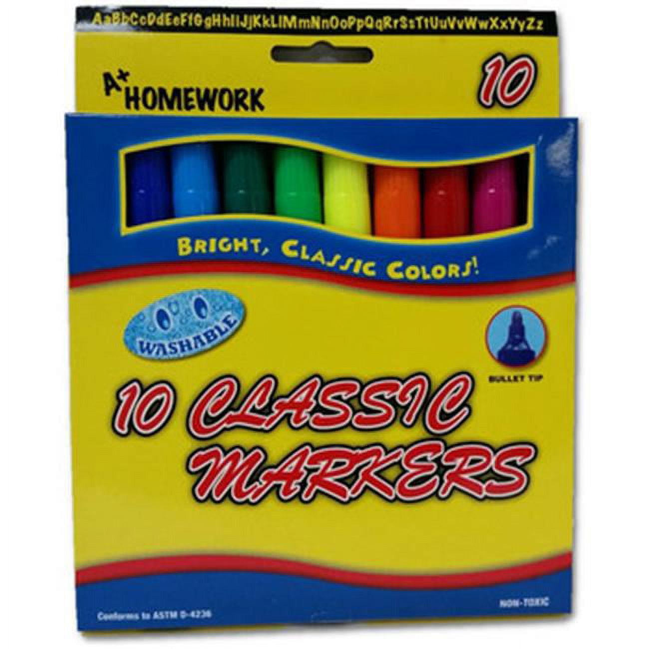 DDI 1939516 A+ Homework Markers - 10 Count Washable Assorted Bright ...