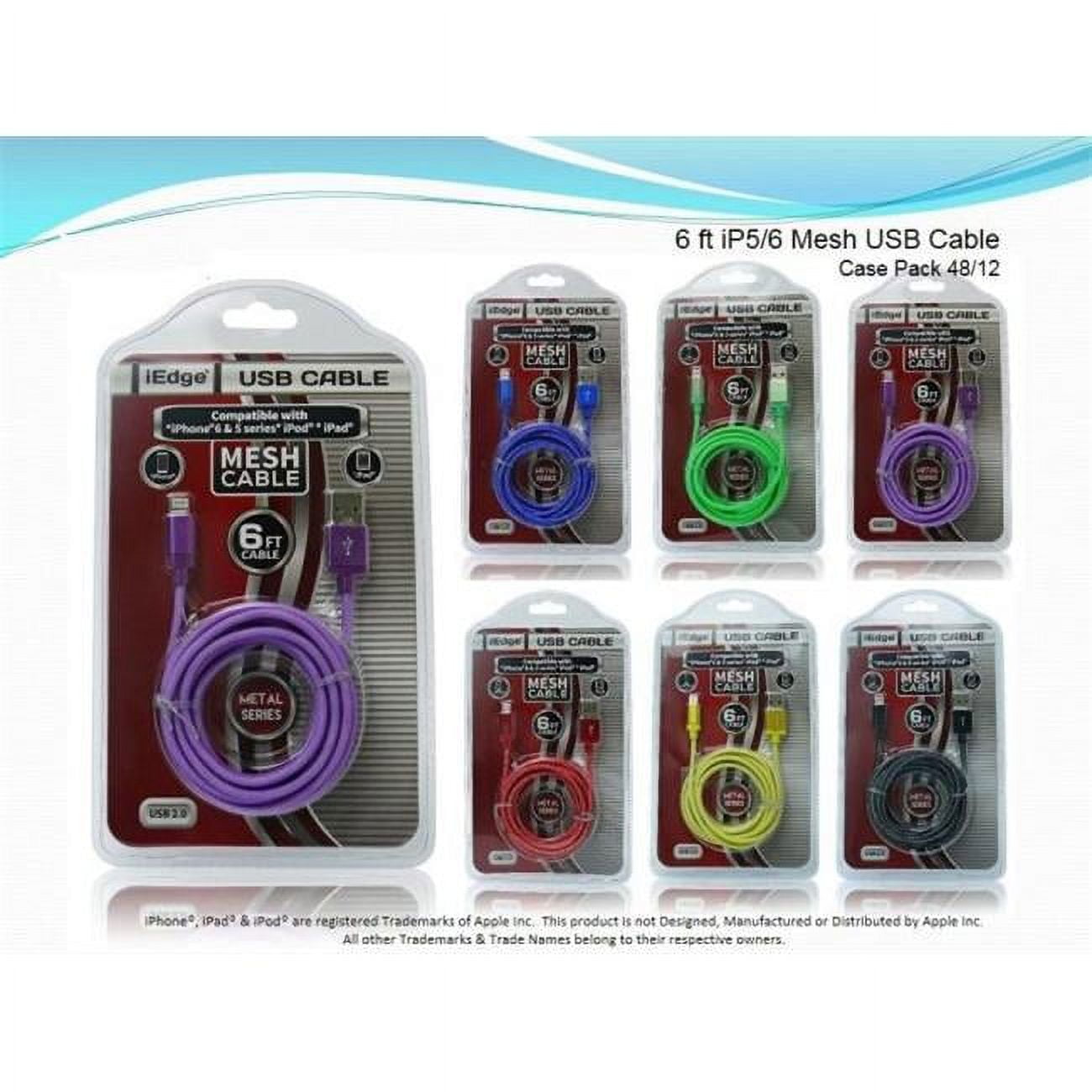 DDI 1941312 6Ft Nylon Mesh iP6 USB Cable with Metal Tips Case of 12 ...