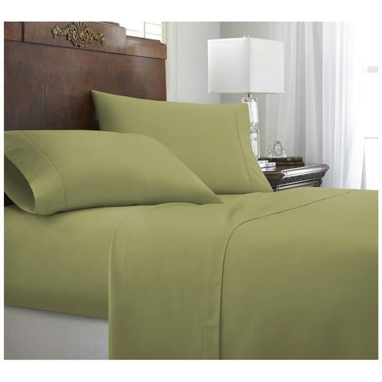 DDI 1941648 Queen Premium Embossed Chevron 4 Piece Sheet Set - Sage ...