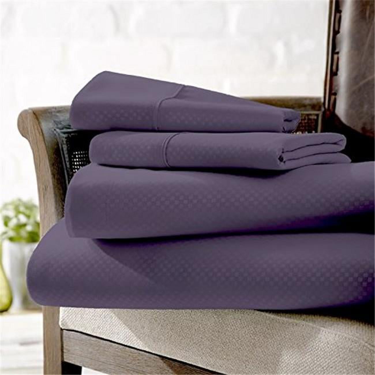 DDI 1941755 California King Premium Embossed Checker 4 Piece Sheet Set ...