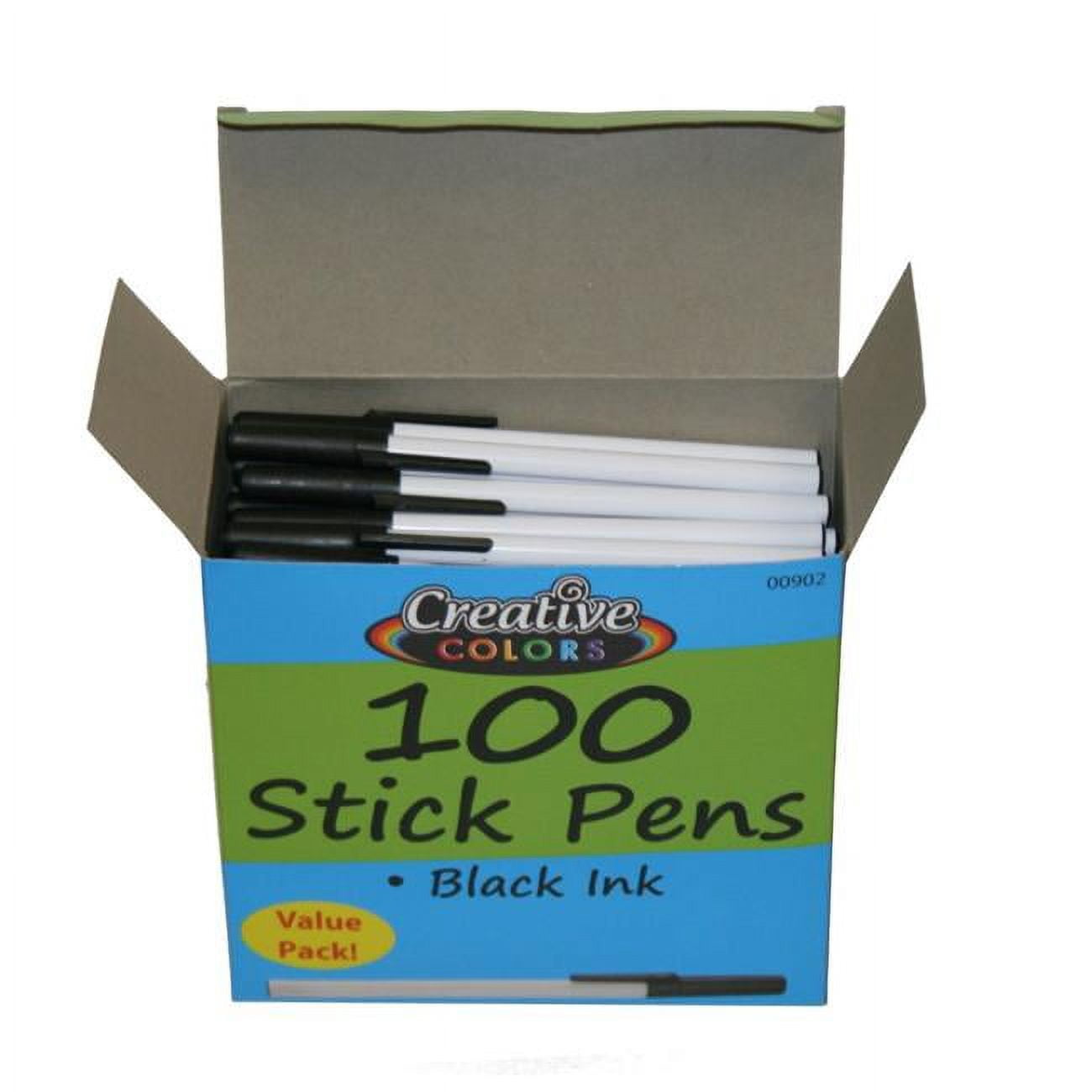 DDI 2289529 Creative Colors Stick Pens - 100 Count Black Case of 12 ...