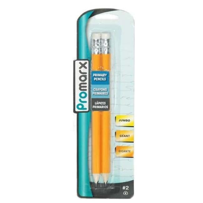 DDI 2324266 Promarx #2 Pencils - 2 Count Yellow Pre-sharpened Jumbo ...